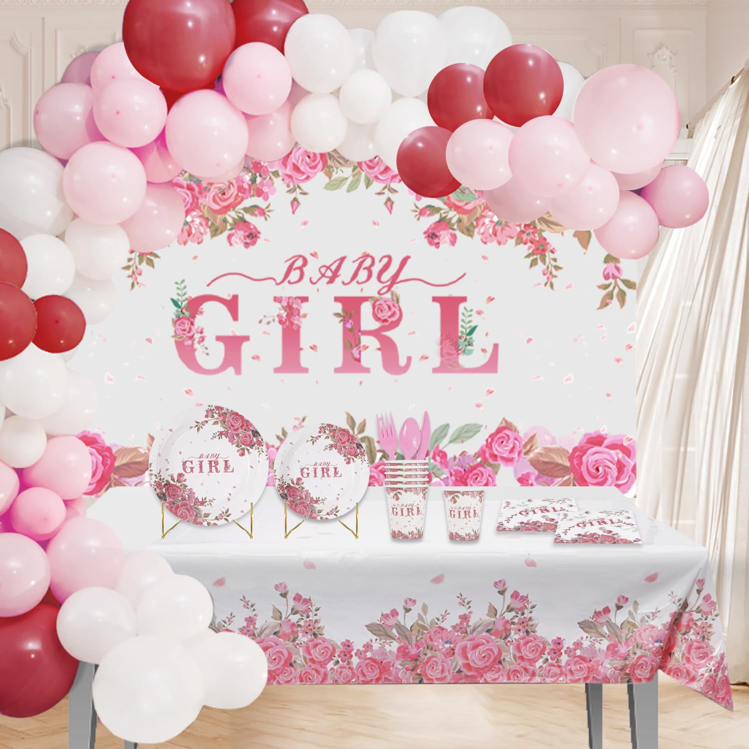 OLOUTAB Baby Shower Decorations SSF20 for Girl, Floral Themed ...