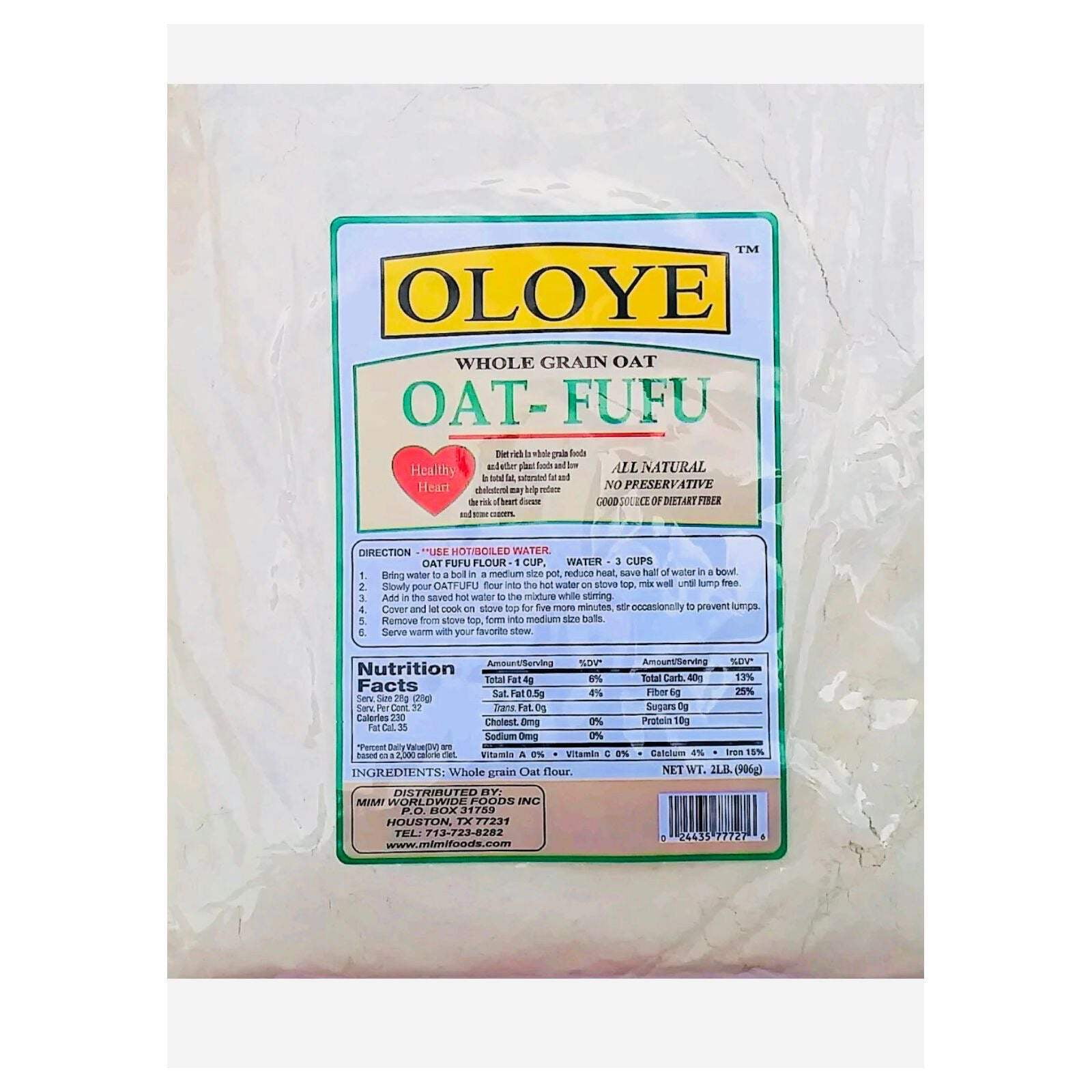 OLOYE Oat Fufu, 1LB, Healthy Nigerian Fufu Alternative, Easy to Prepare ...