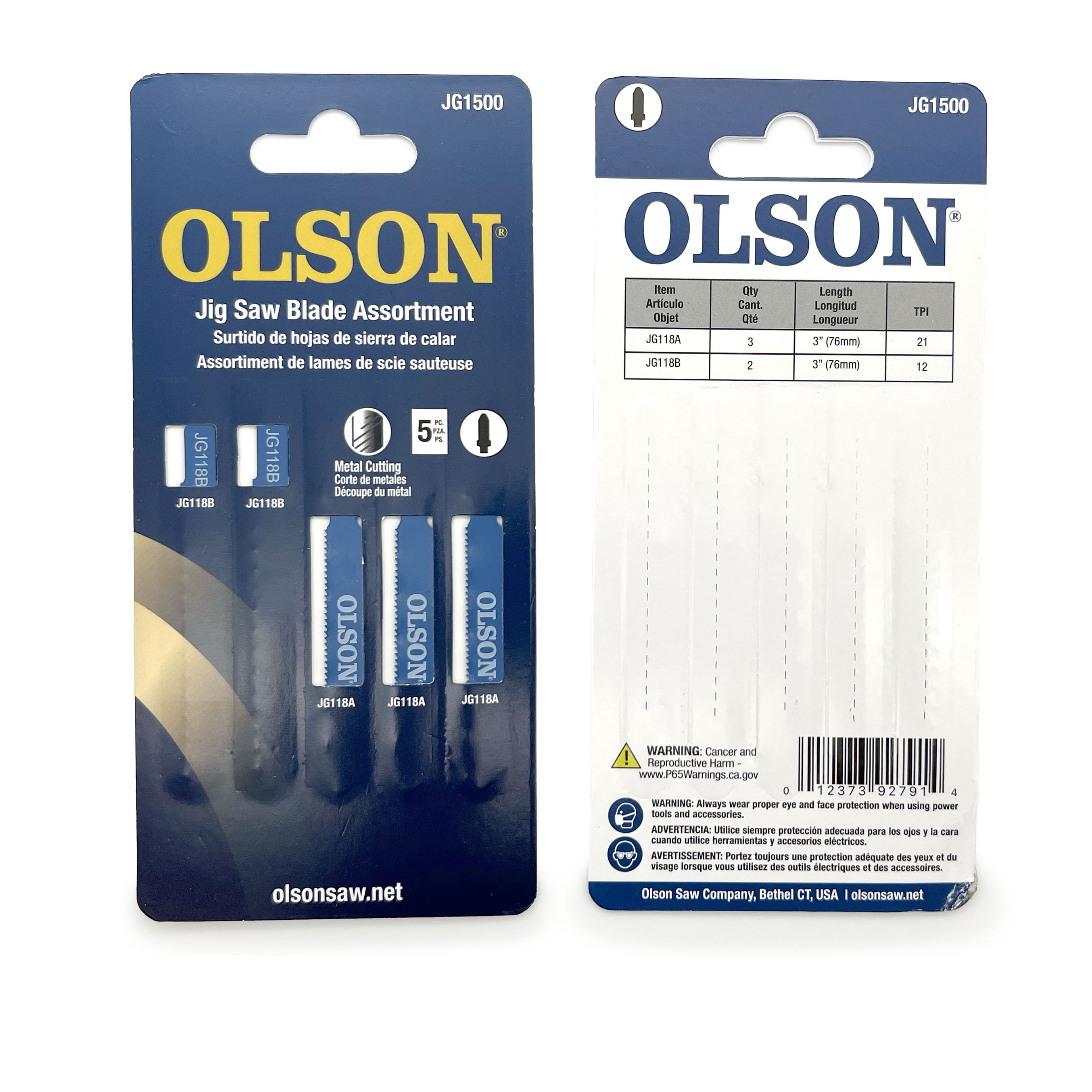 OLSON Jigsaw Blades, 5-Piece, 12-21 TPI, T-Shank, Straight Cuts in ...