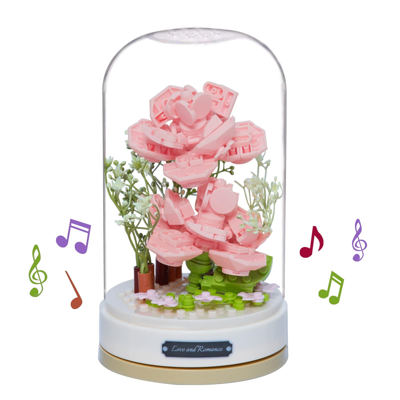 OLTLYUNH Flower Bouquet Set Rotating Music Box DIY Set Botanical ...