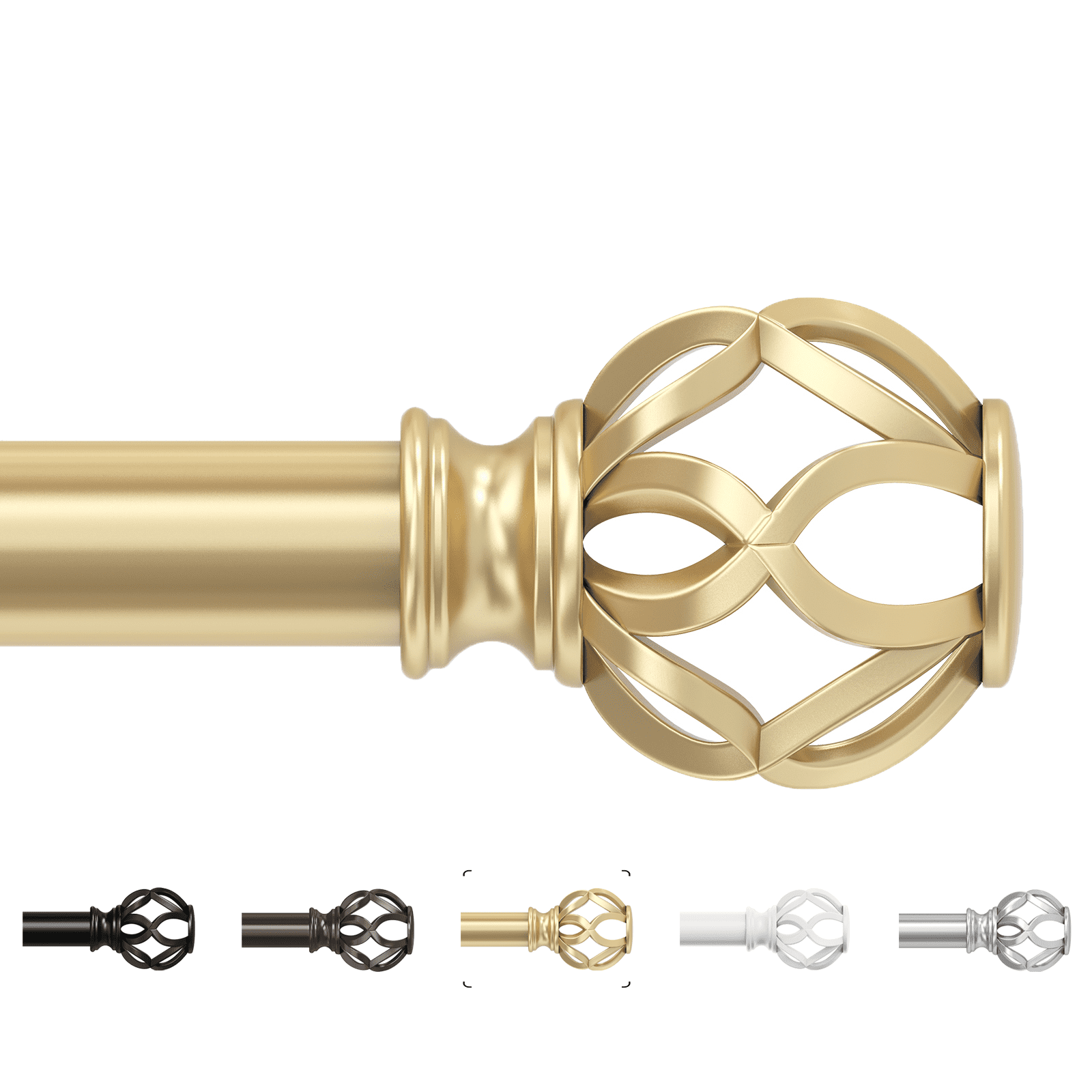 OLV 1" Gold Twist Cage Adjustable Single Curtain Rod Set for Windows,36 ...