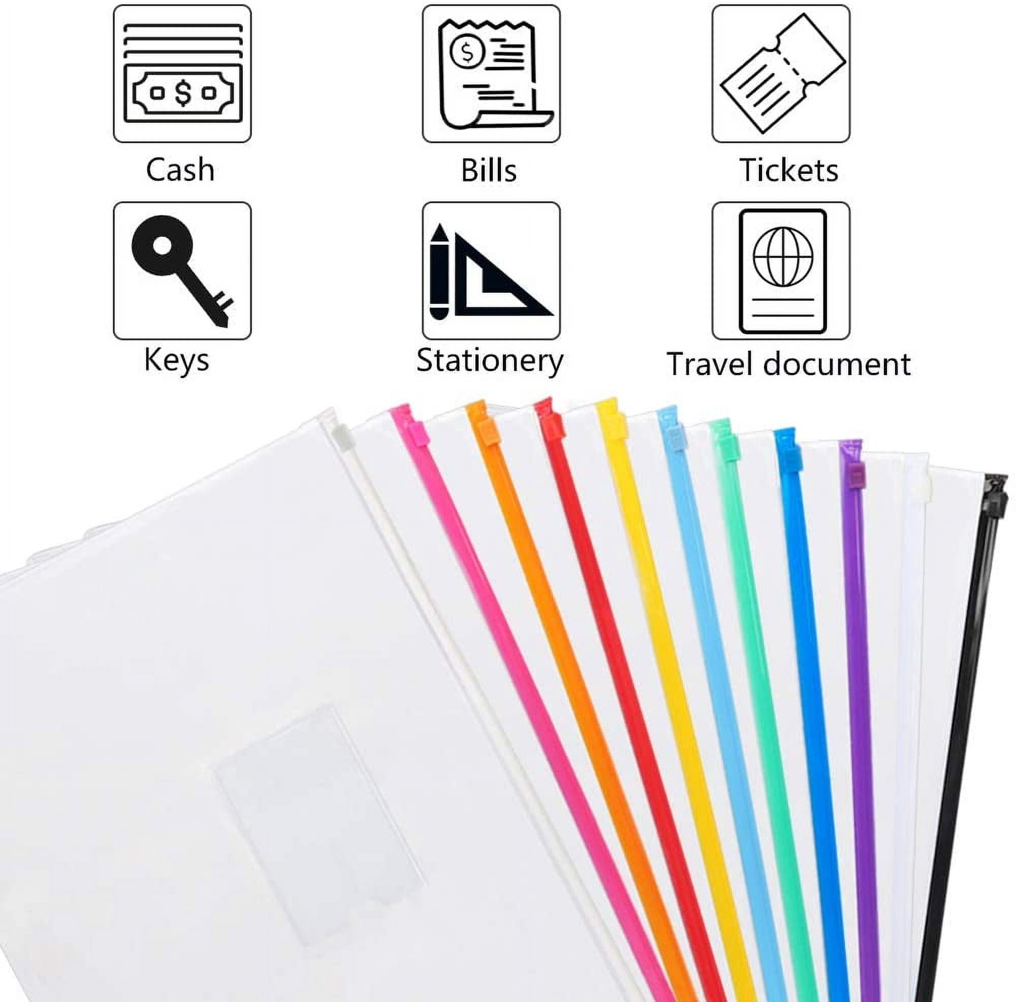 OLY 12 PACK Waterproof Tear-Resistant Plastic Zipper Pen File Document ...