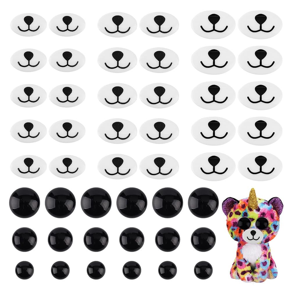 OLYCRAFT 90Pcs 6 Styles Plastic Craft Eyes and Noses 12~20mm Plastic ...
