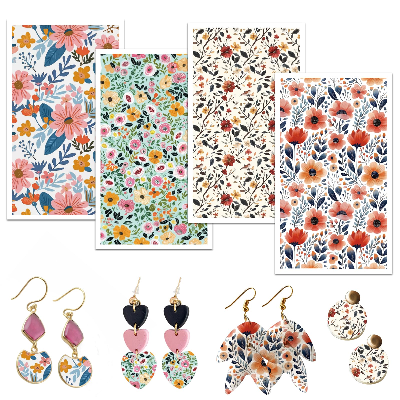 OLYCRAFT Flower Clay Transfer MMF7 Paper 4 Design 24 Pcs Transfer Paper ...