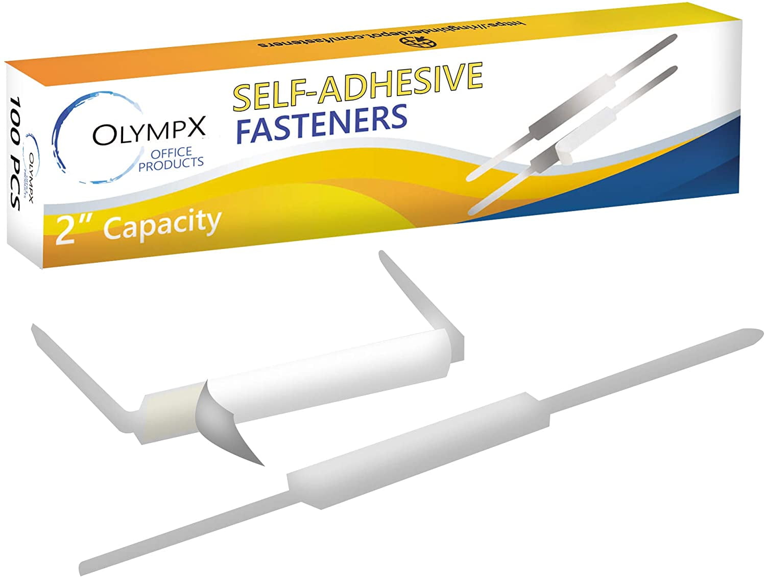 OLYMPX 100 Pcs of 2 Capacity Economy Self Adhesive Prong Paper Fastener ...