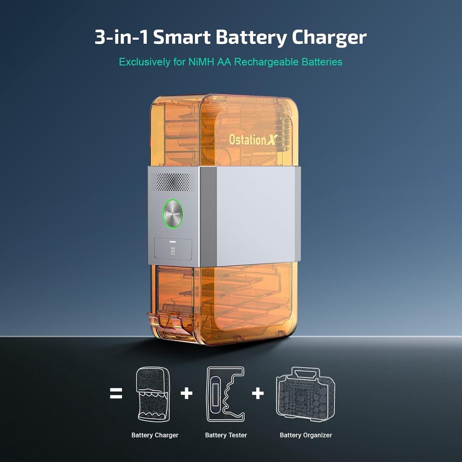 OLlGHT Ostation X Battery Charger Exclusively for NiMH AA Rechargeable ...