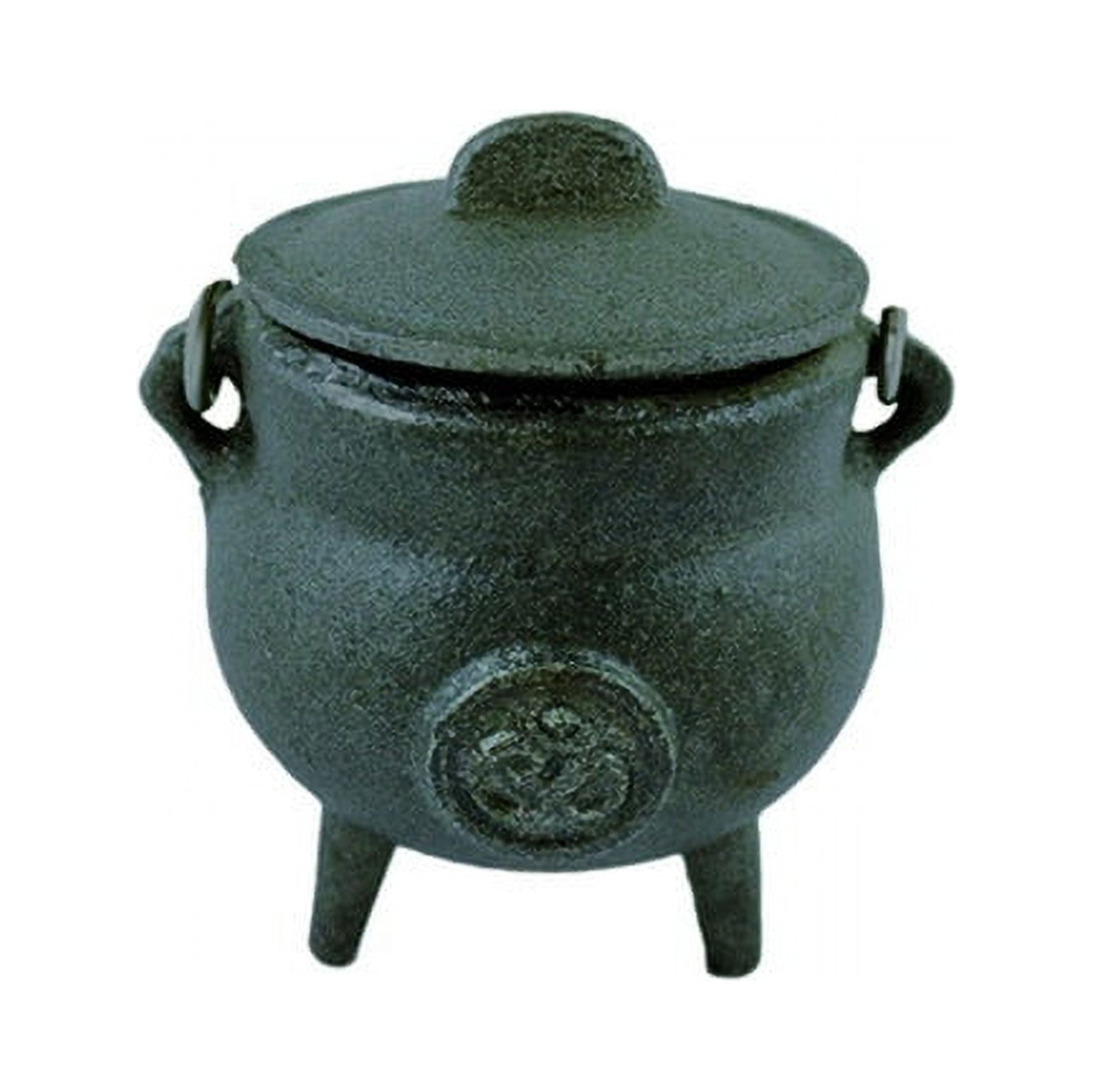 OM 3.5" Cast Iron Cauldron with Lid, Carry Handle for Spells, Smudging ...