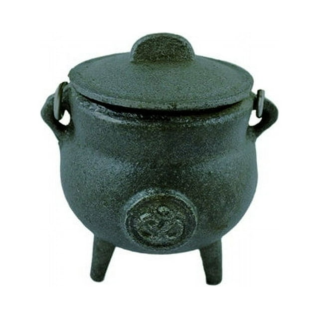OM 3.5" Cast Iron Cauldron with Lid, Carry Handle for Spells, Smudging, Ritual & Blessings ...