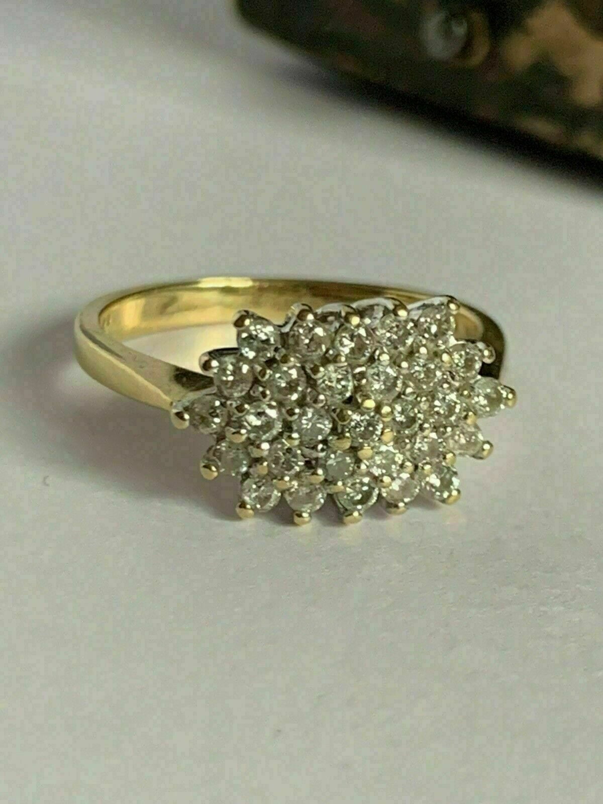 OM Jewels Women's Round Cut Cubic Zirconia Cluster Engagement Ring 14K ...