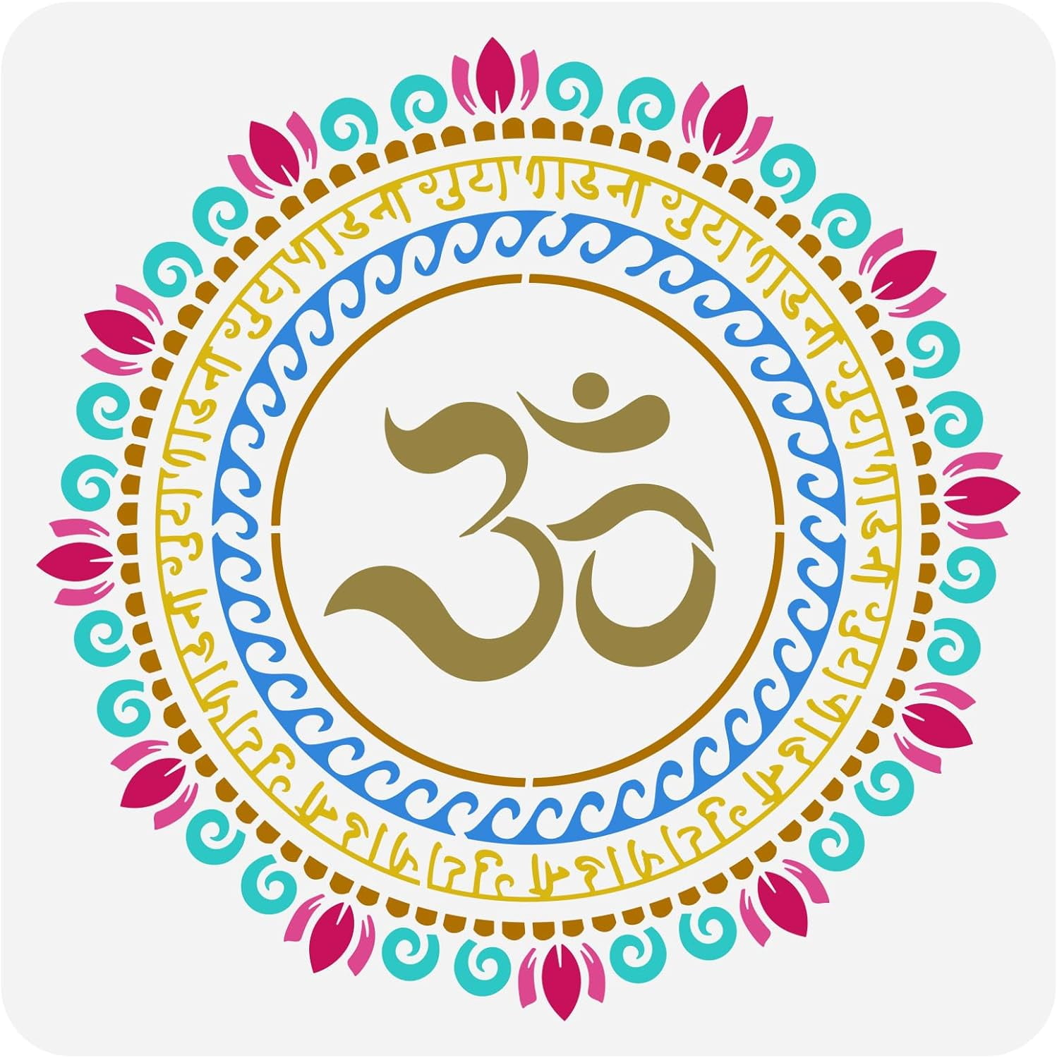 OM Mandala Stencil 11.8x11.8inch Reusable Om Aum Orgonite Symbol ...