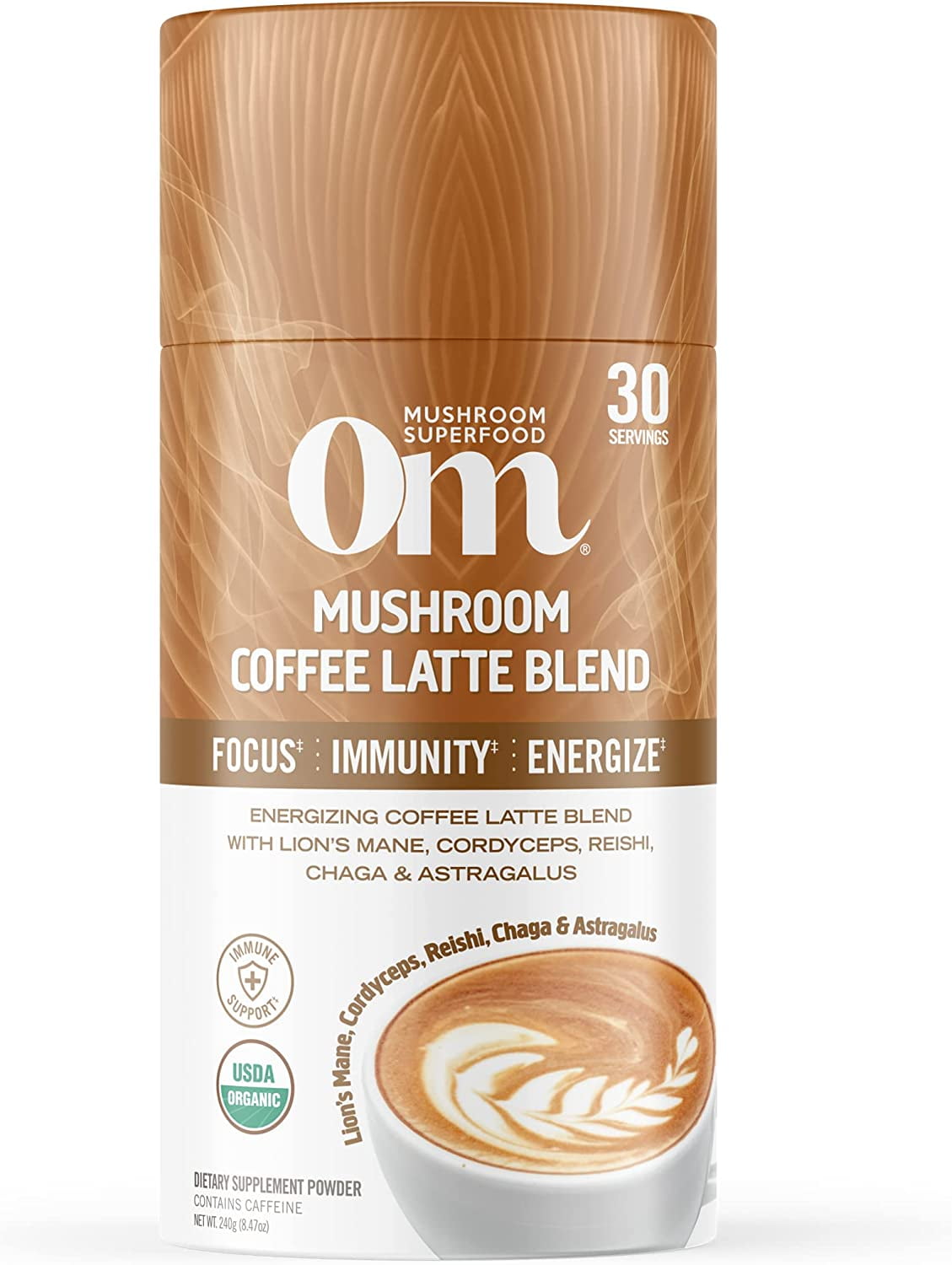 OM Mushroom Coffee Latte Blend, 8.46 oz Canister - Walmart.com