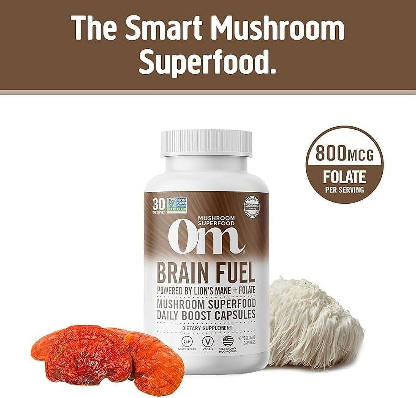 OM Mushroom Superfood Brain Fuel Mushroom Powder Capsules Superfood ...