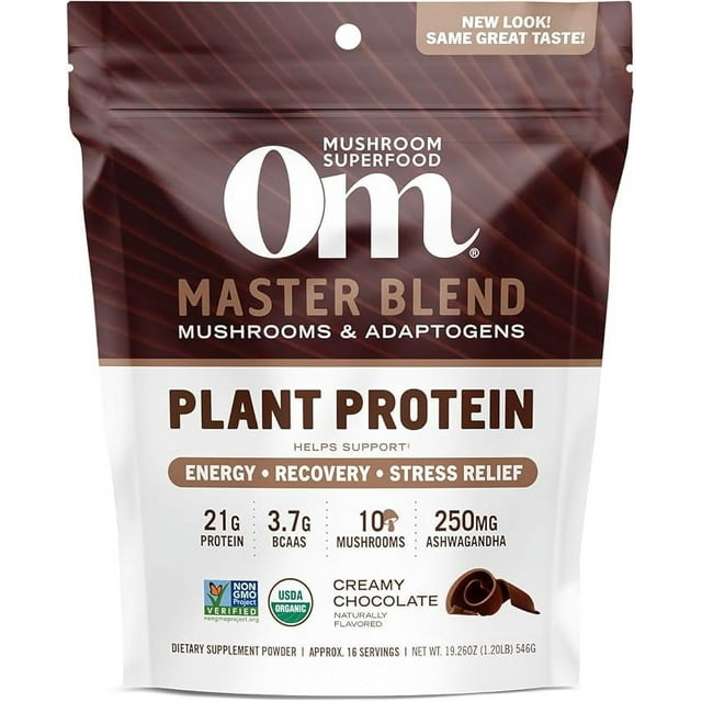 OM Mushroom Superfood Master Blend Plant-Based Protein Powder, 19.26 ...