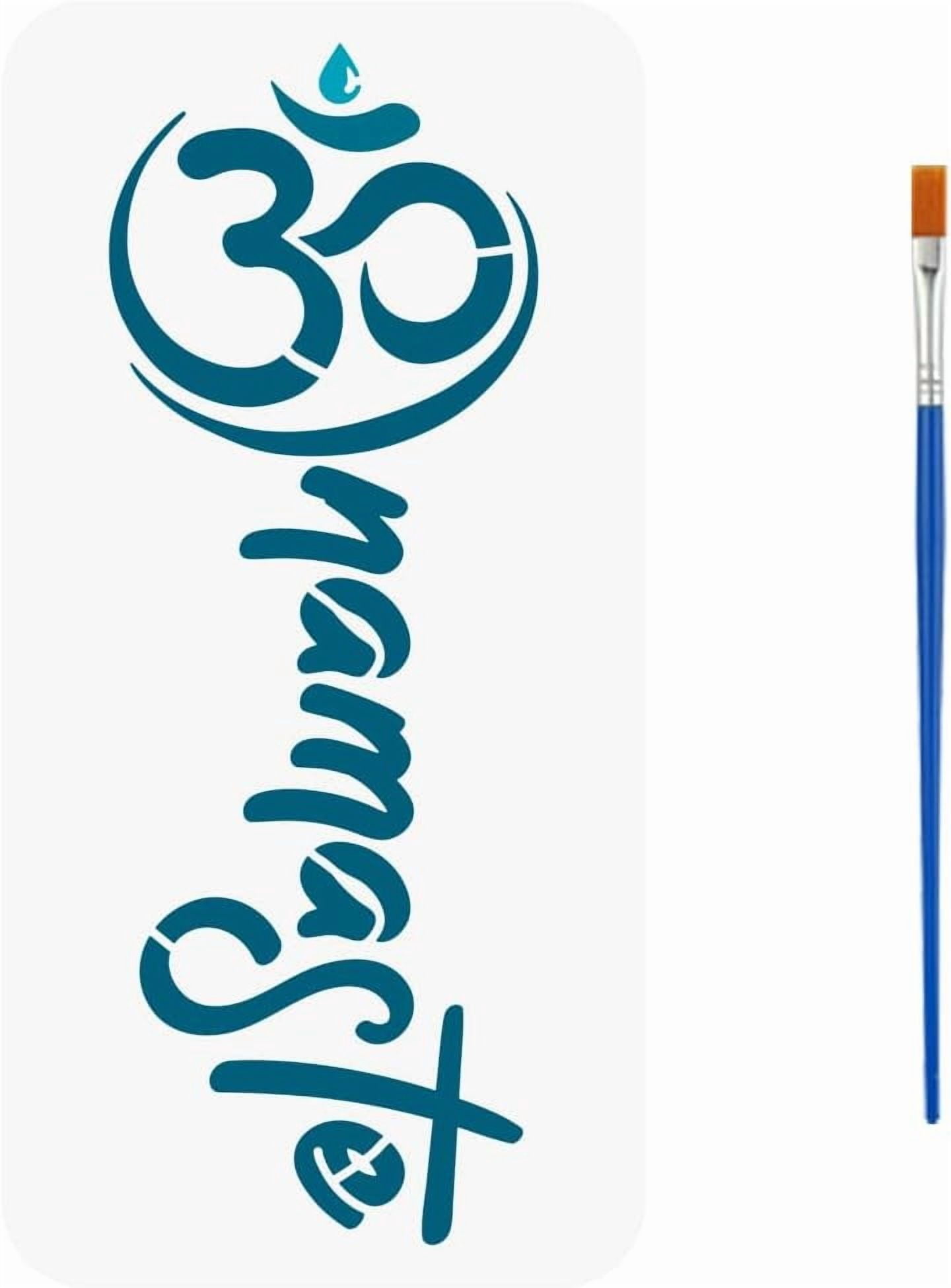 OM Namaste Painting Stencil with Brush 5.9x11.8inch Plastic PET Words ...