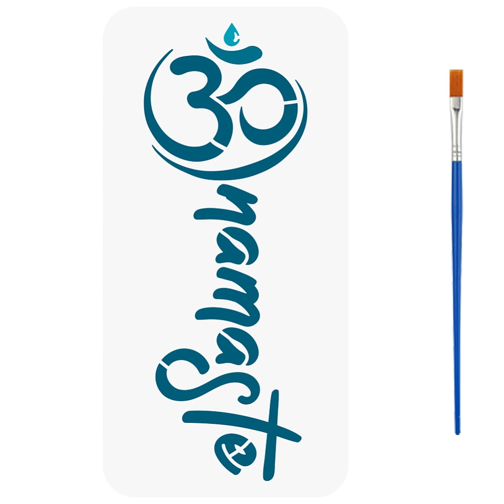 OM Namaste Painting Stencil with Brush 5.9x11.8inch Plastic PET Words ...