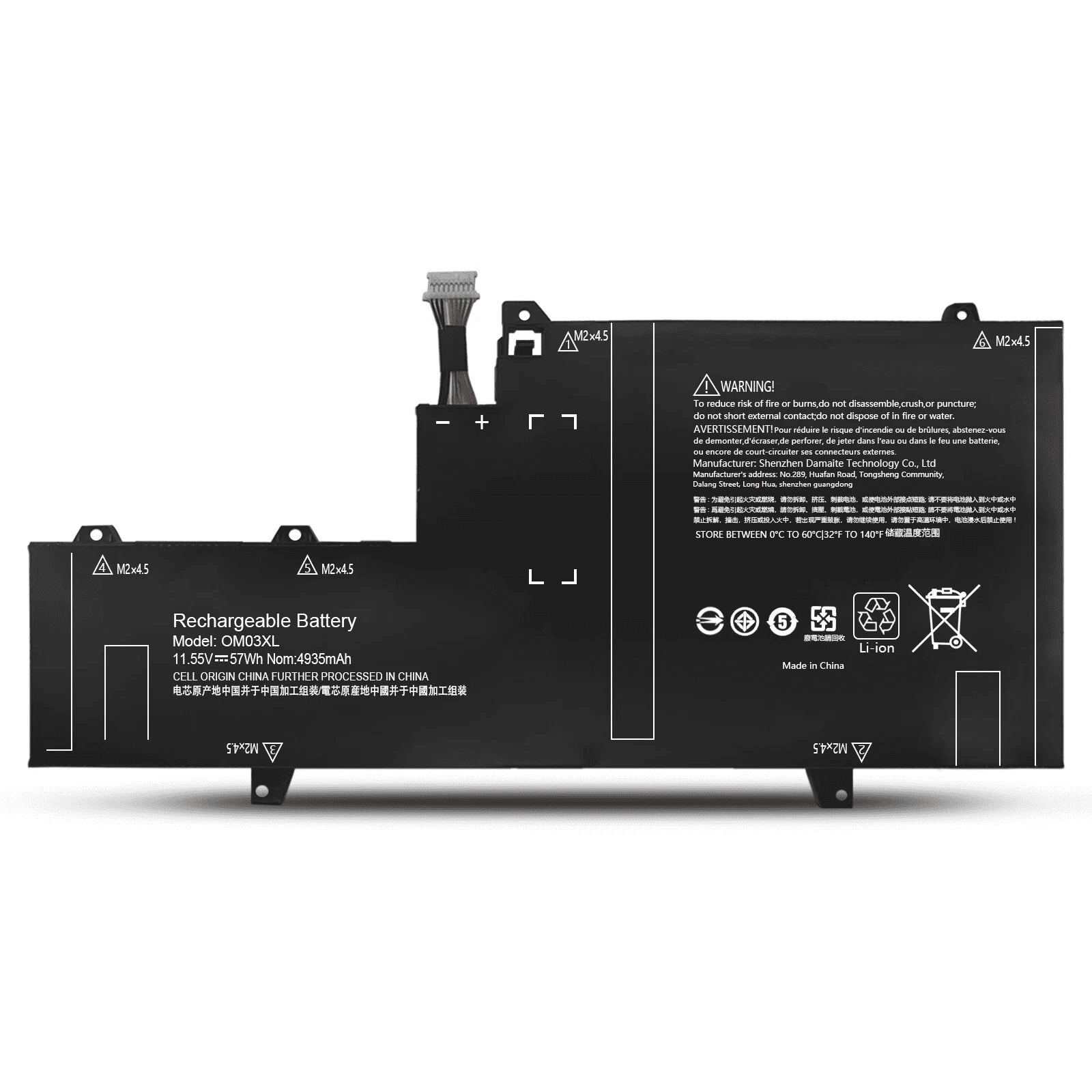 OM03XL BATTERY FOR HP ELITEBOOK X360 1030 G2 13.3" HSN-I04C 863280-855 ...