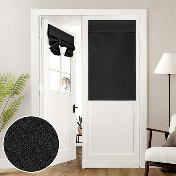 OMA 100% Linen Blackout French Door Curtains, Privacy Door Window ...