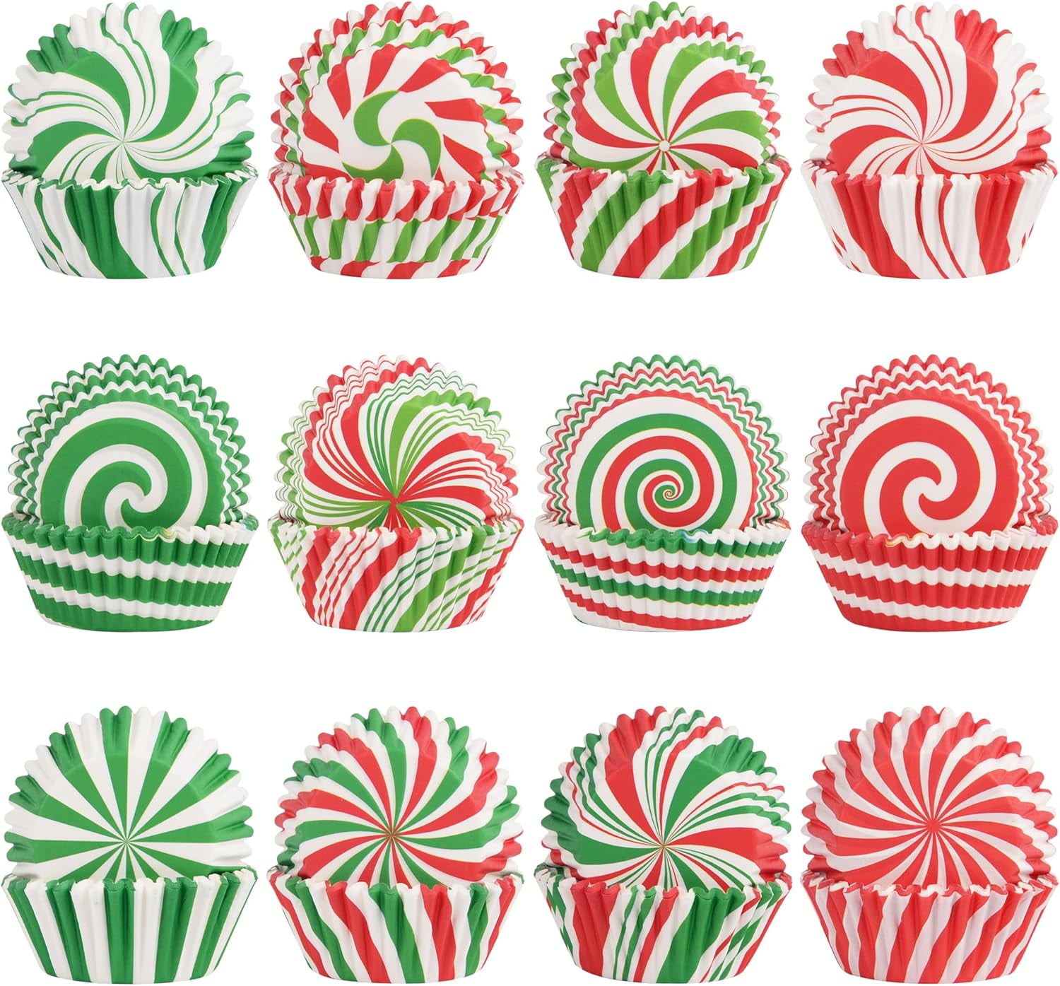 OMA 600 Pack Christmas Candy Cupcake Liners Wrappers Baking Cups Santa ...