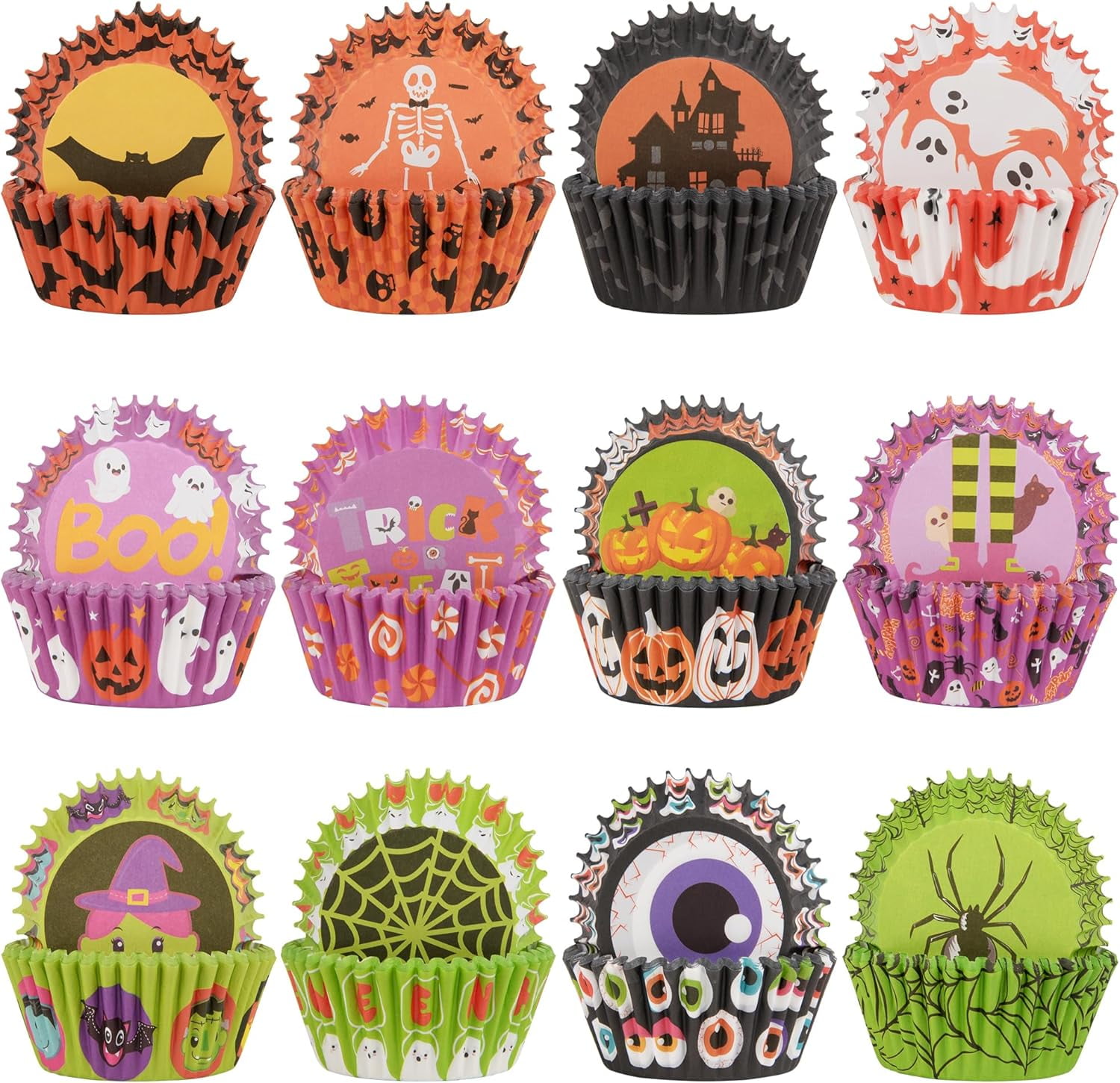 OMA 600 Pack Halloween Cupcake Liners Cupcake Wrappers Disposable ...