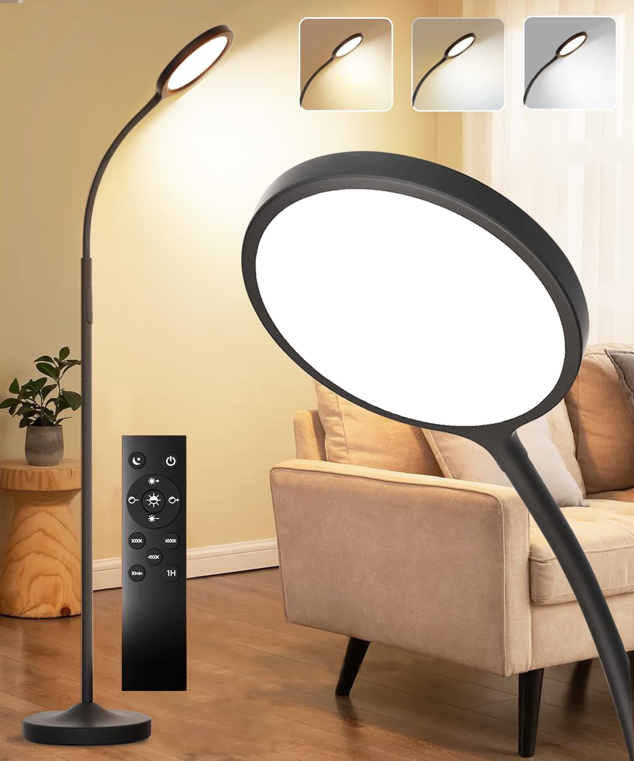 OMA Dimmable Floor Lamp,Super Bright Modern LED Lamps Custom Color ...