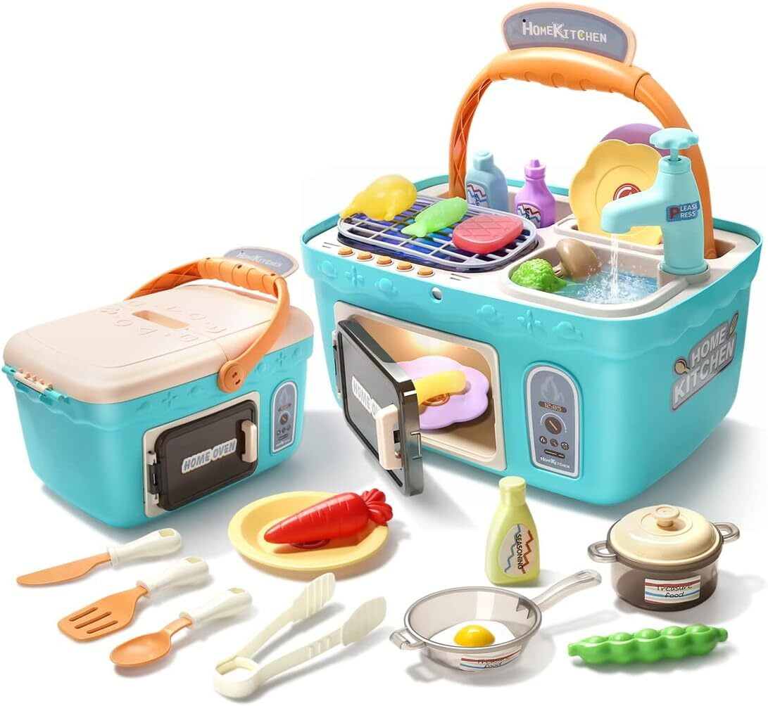 OMA-Kids Picnic & Kitchen Playset with Music, Lights, Color-Changing ...