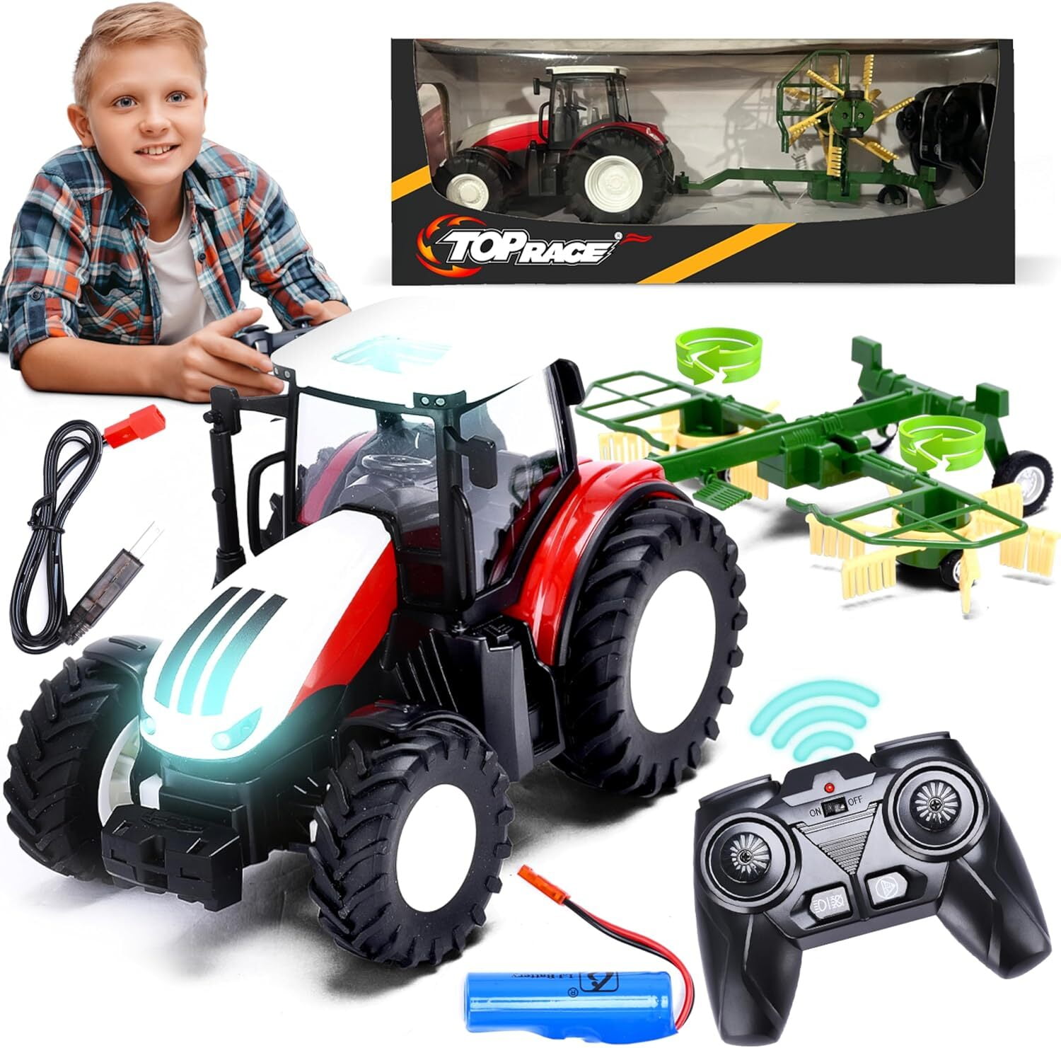 OMA-Remote Control Farm Tractor Toy for Kids – 2.4GHz RC Vehicle with ...