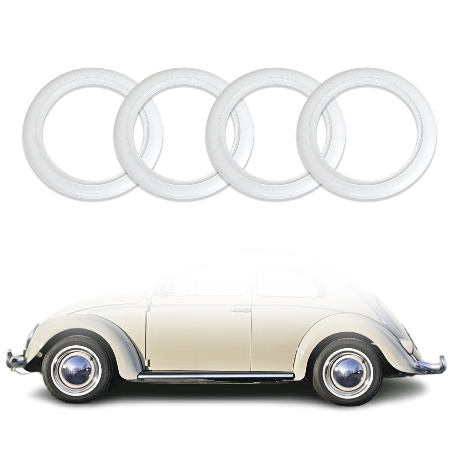 OMAC 15" Rims Portawalls White Wall Tire Insert Trim Sidewall Set of 4 ...