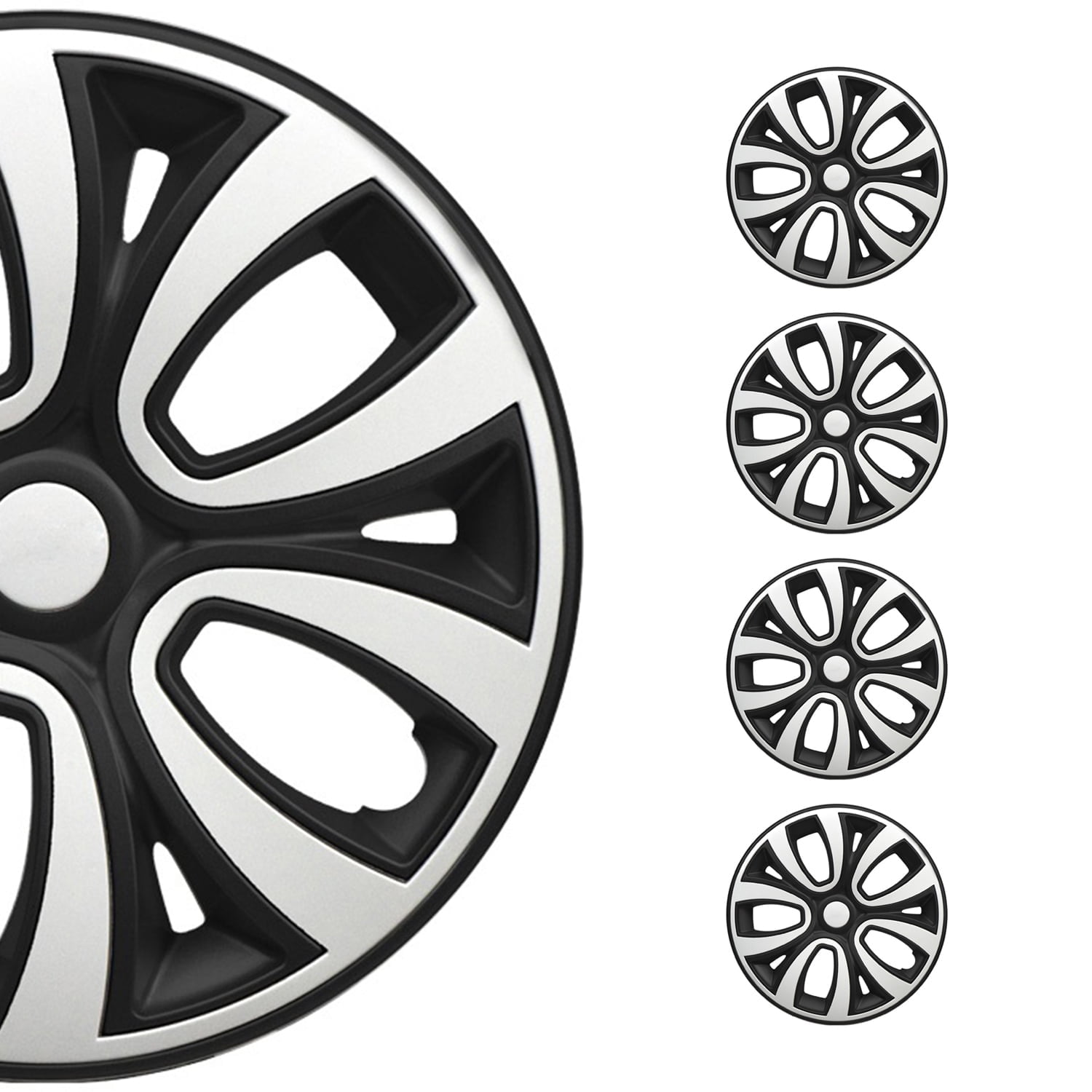 OMAC - Matt Black with White Hub Caps 15 Inch Set of 4, Tapas para ...