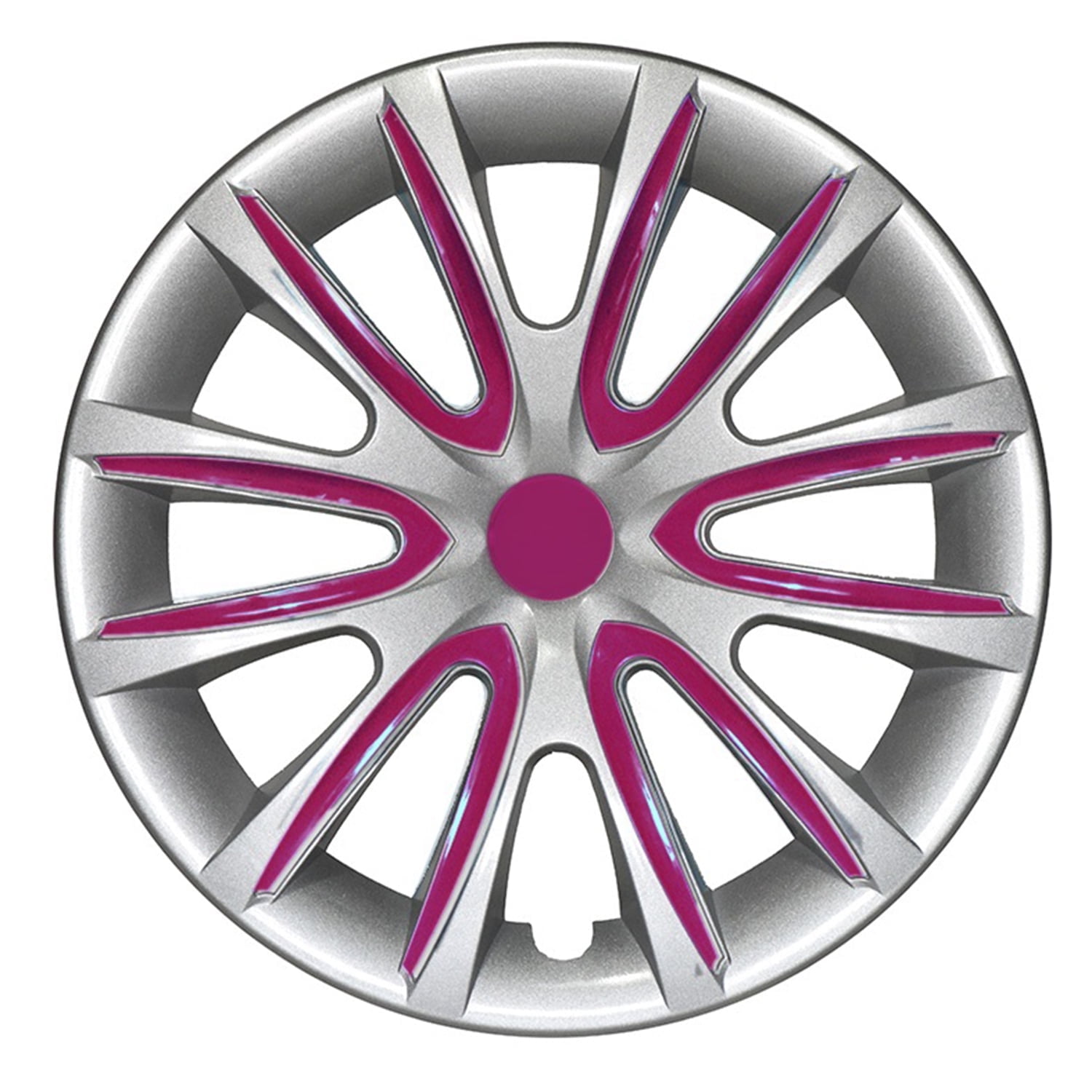 OMAC 15" Set of 4 Pcs Wheel Covers Gray with Violet Hub Caps fit R15 ...