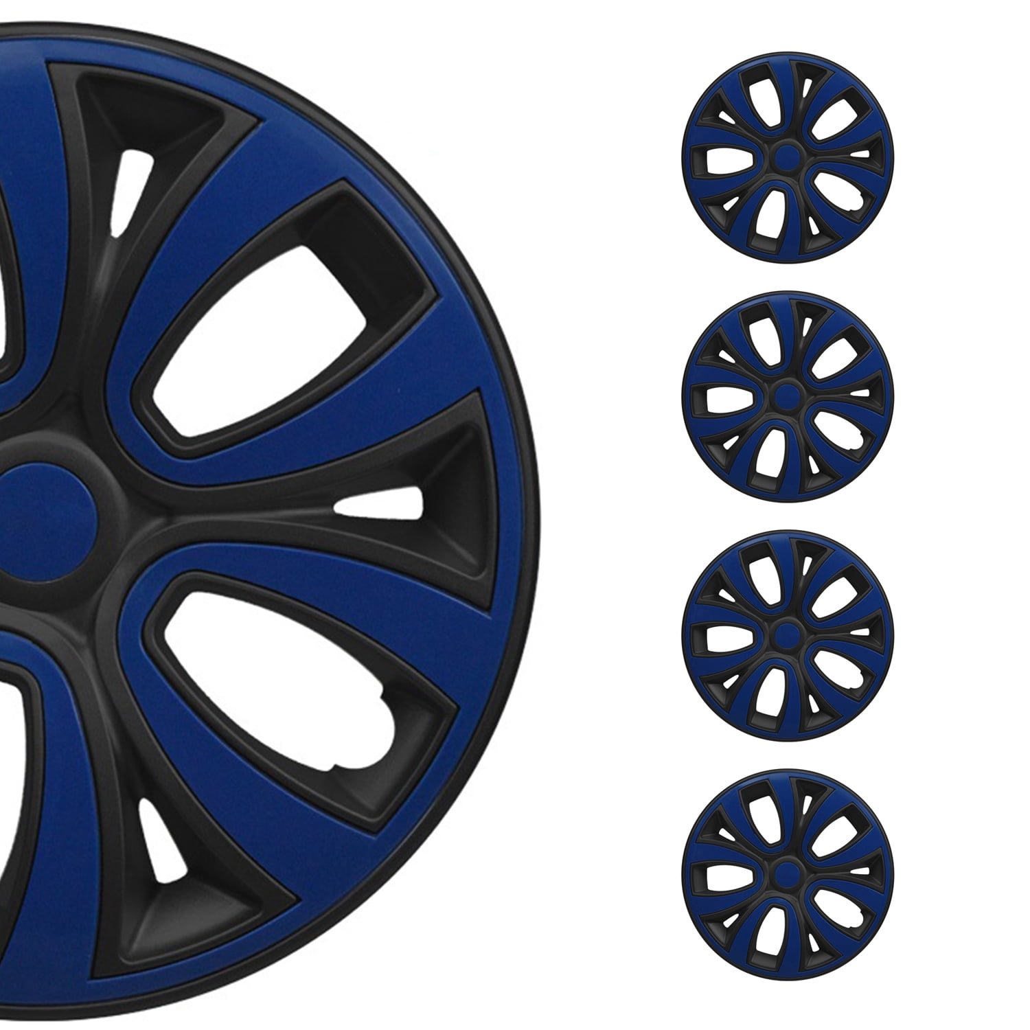 OMAC 15" Wheel Covers Black & Dark Blue 4 Pcs Hub Caps Set fits R15 ...