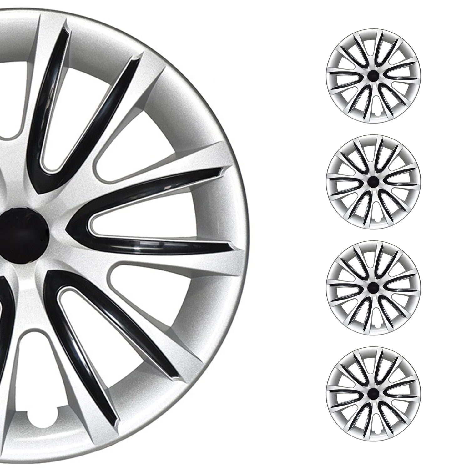 OMAC 15" Wheel Covers Gray & Black Set of 4 Pcs Hub Caps fit R15 Tire ...