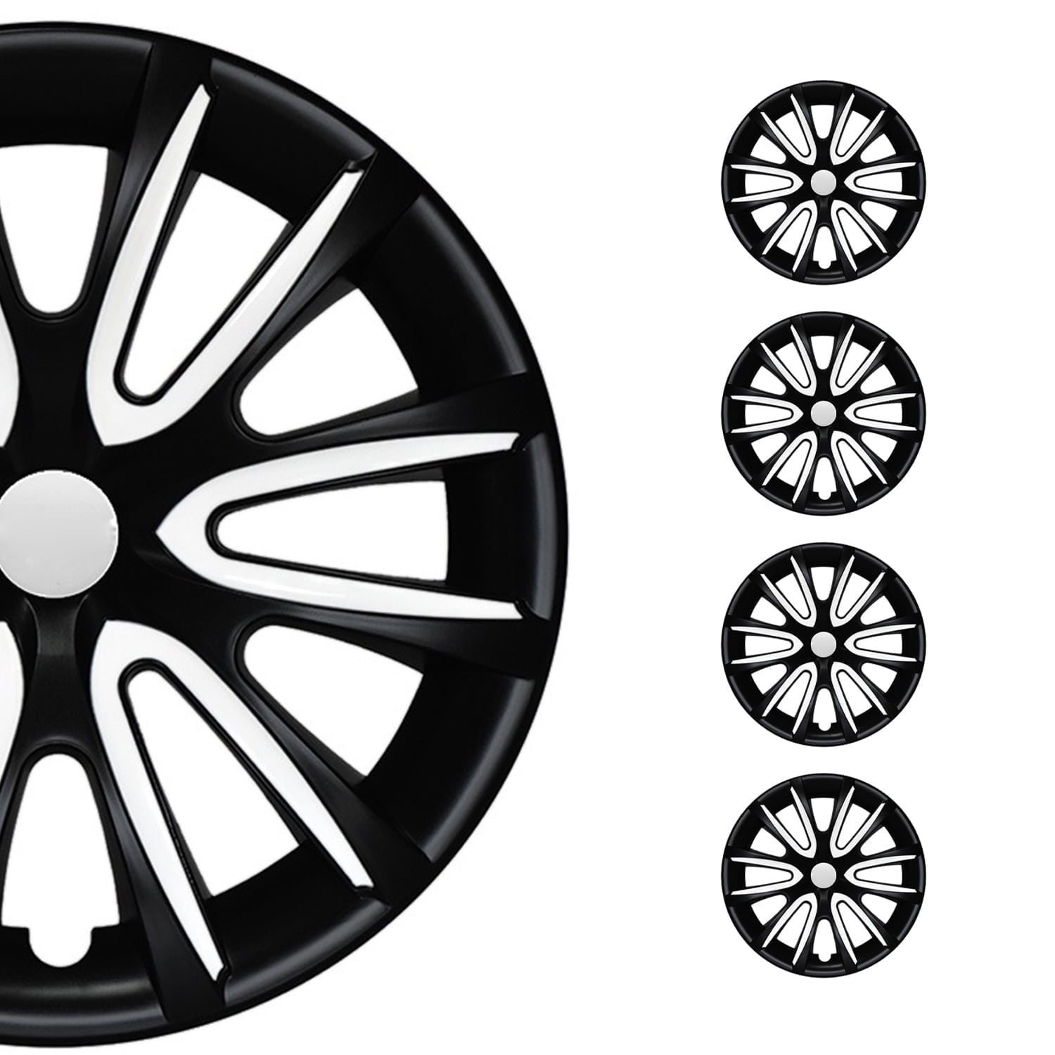 OMAC 15" Wheel Covers Hubcaps for Hyundai Elantra Black Matt White ...