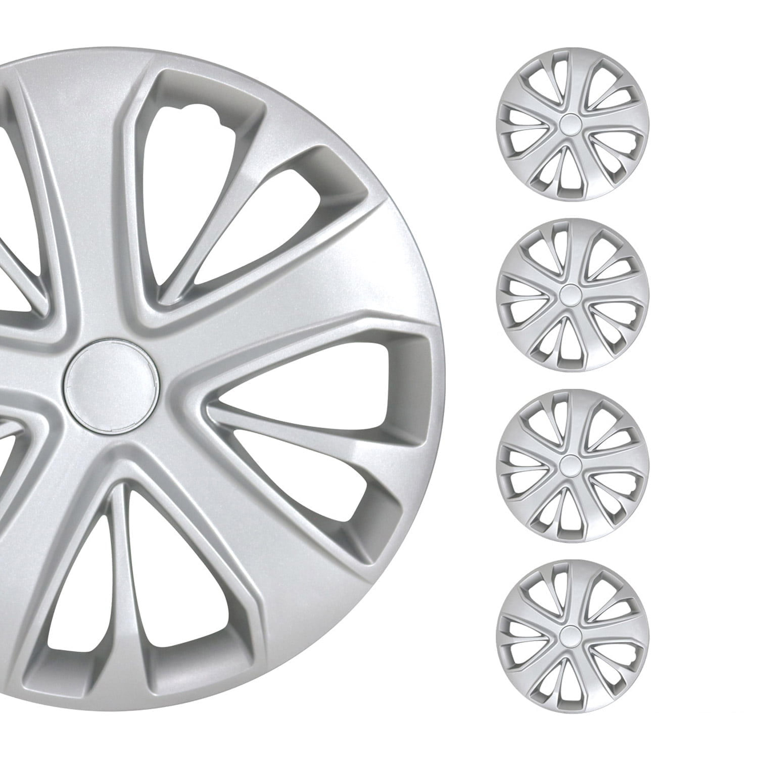 OMAC 15" Wheel Rim Cover Guard Tire Hub Caps Durable Snap On ABS Silver ...