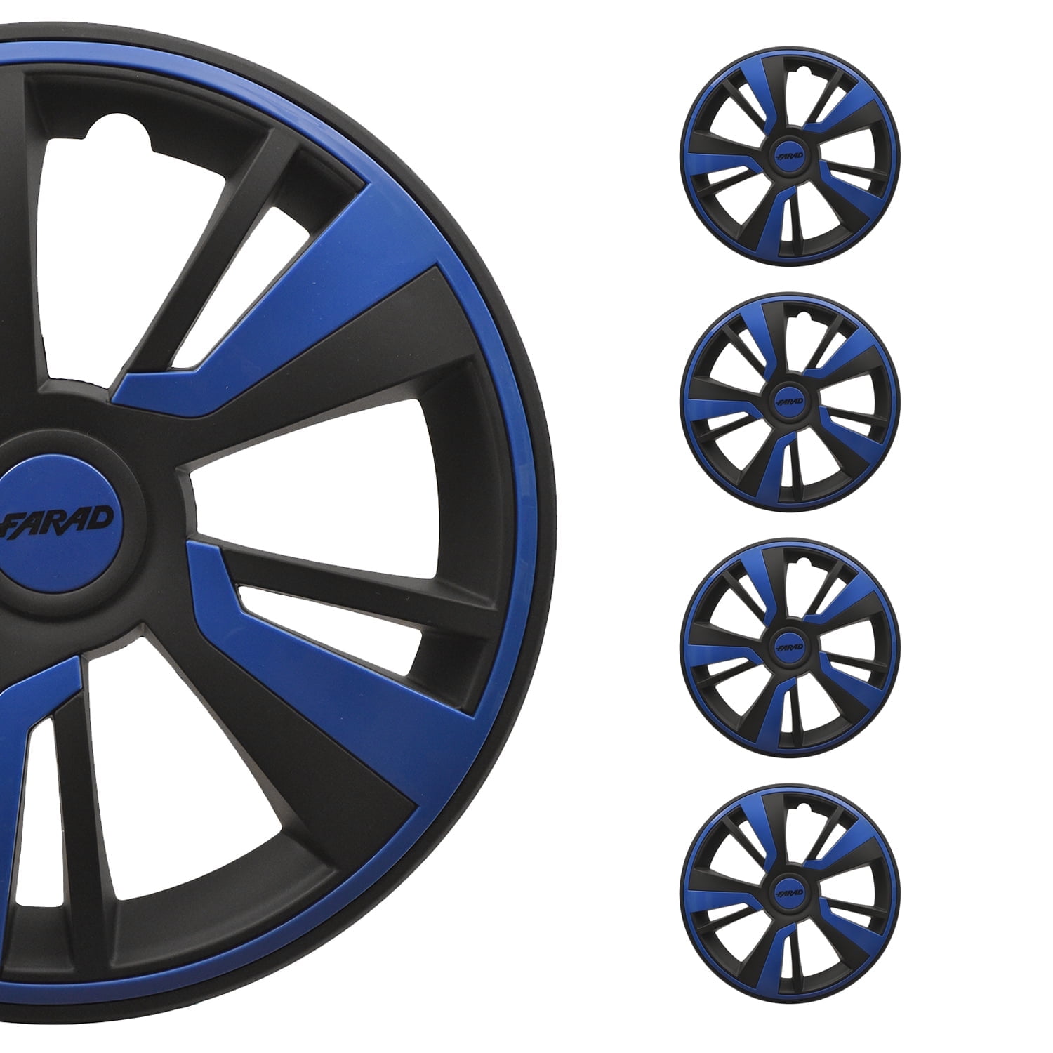 OMAC 16" Hubcaps Wheel Rim Cover Matt Black with Dark Blue Insert 4pcs ...