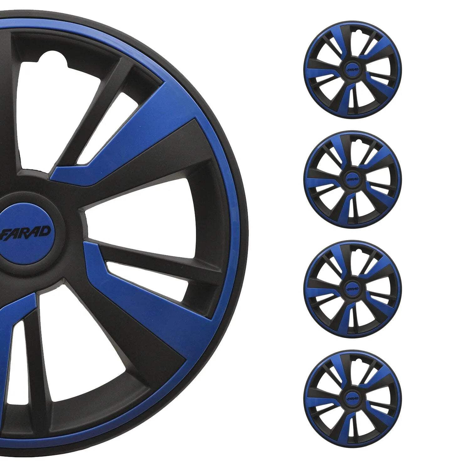 16" Hubcaps Wheel Rim Cover Matt Black with Dark Blue Insert 4pcs Set ...