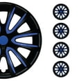 OMAC 16" Inch Hubcaps Wheel Rim Cover Matt Black & Dark Blue Set ...