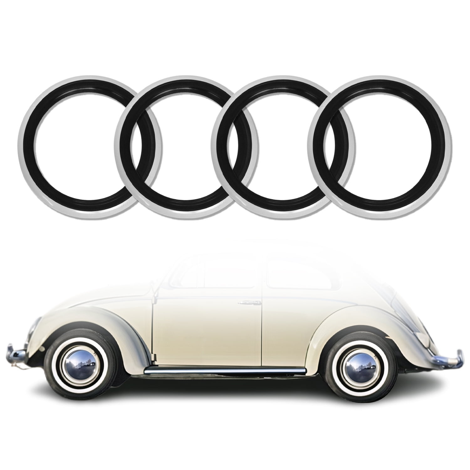 OMAC 4x Portawalls Black White Wall Tire Insert 13" Rims Sidewall Set ...