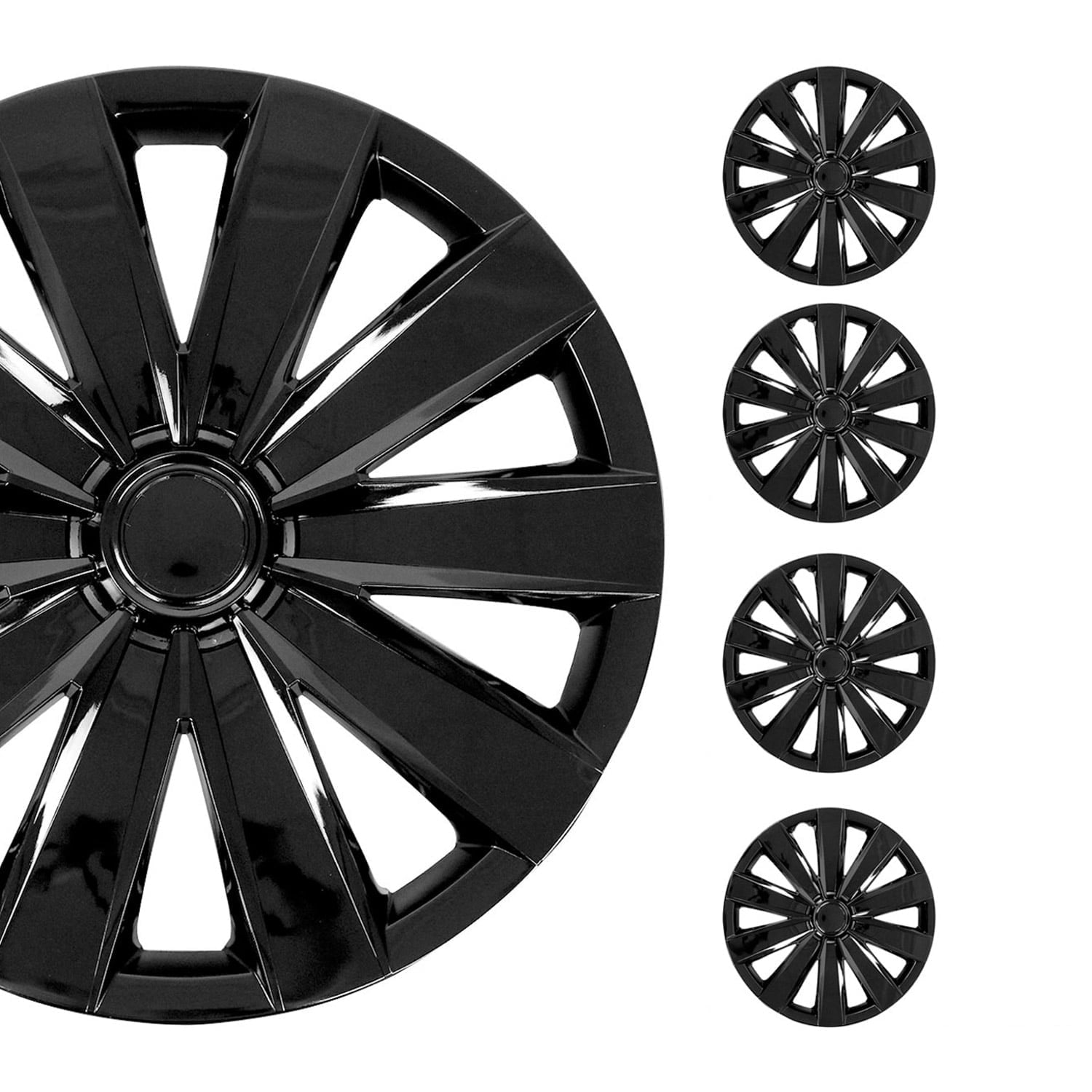 OMAC 16" Wheel Covers & Hub Caps ABS Black, 4 Pack - Walmart.com