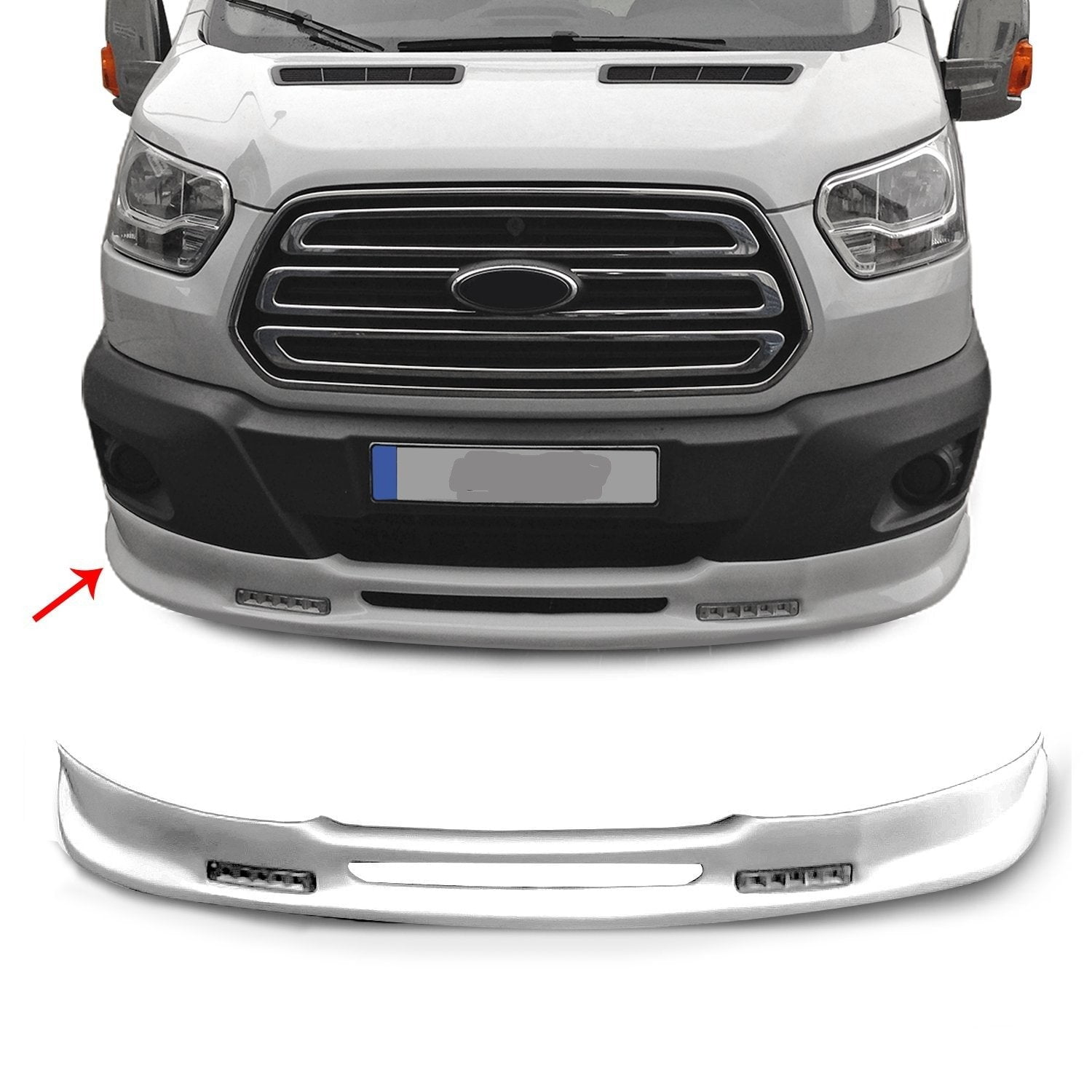 OMAC Bumper Lip Spoiler Led Body Kit Primed Paintable for Ford Transit ...