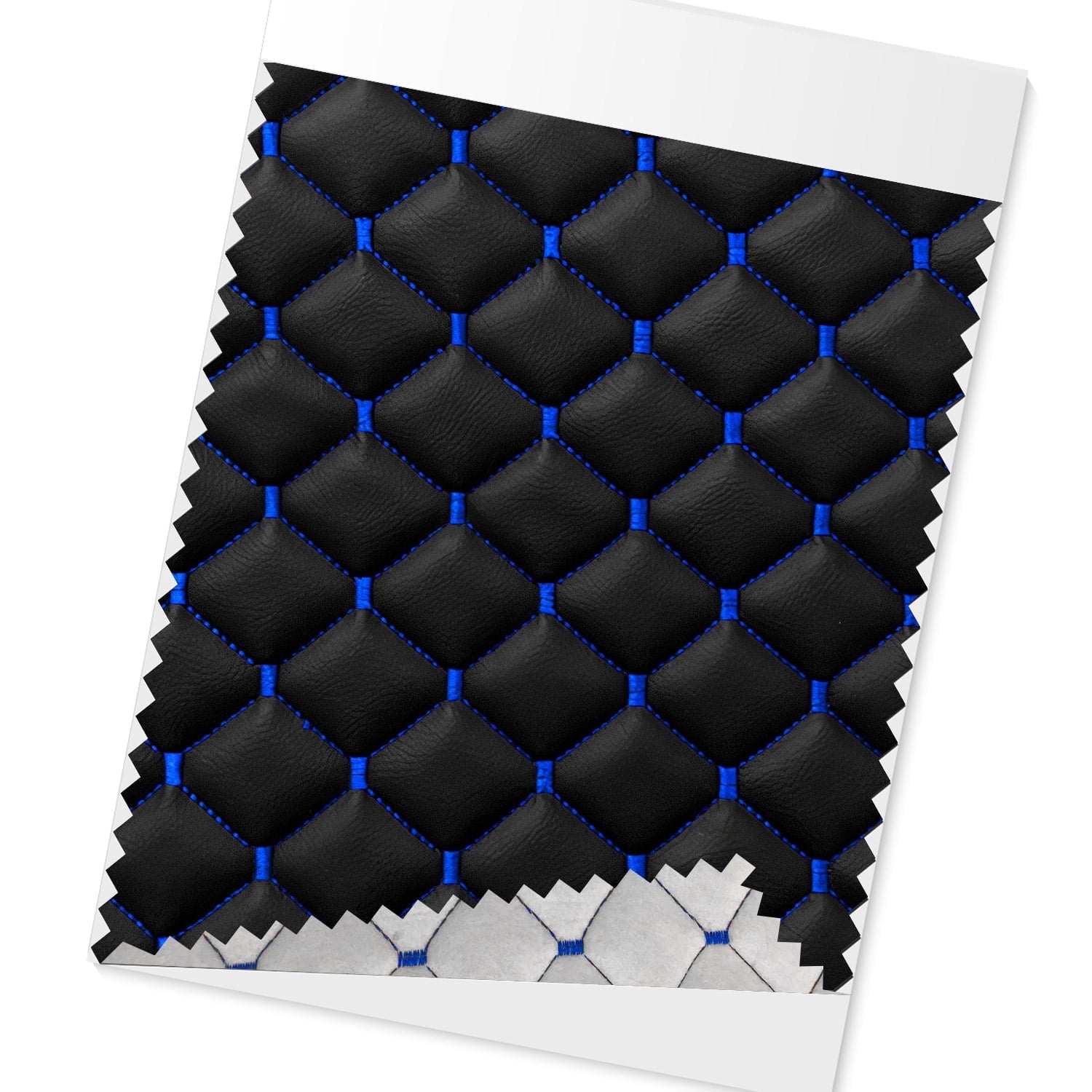 OMAC Embossed Black Faux Leather Lining Blue Stitch Car Upholstery 1 ...