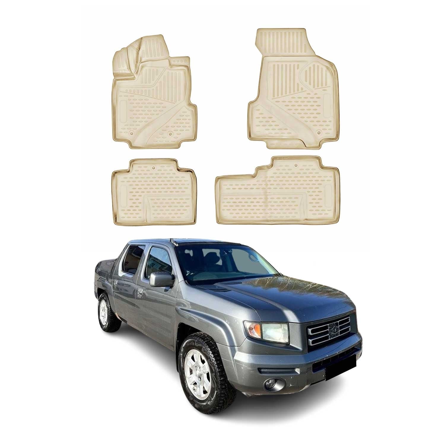OMAC Floor Mats Liner for Honda Ridgeline 2006-2014 Beige TPE All ...