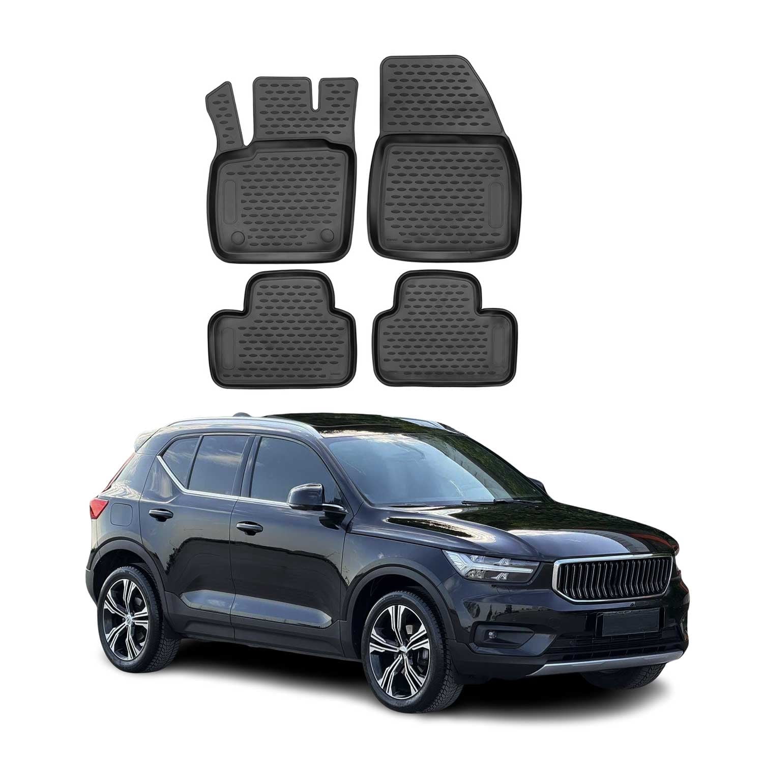 OMAC Floor Mats Liner for Volvo XC40 2019-2024 Black TPE All-Weather 4 ...