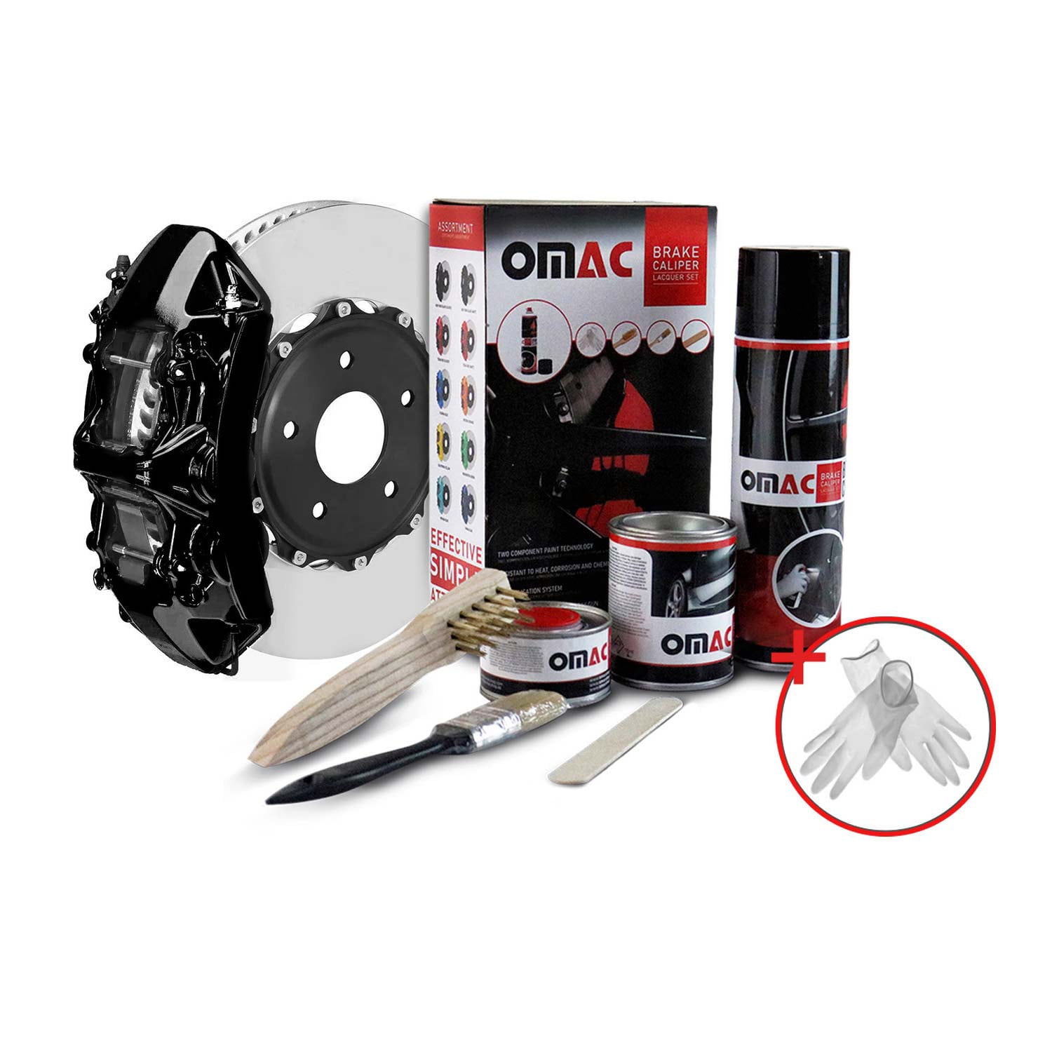 OMAC Brake Caliper Paint Epoxy Based Car Kit Black Glossy High ...
