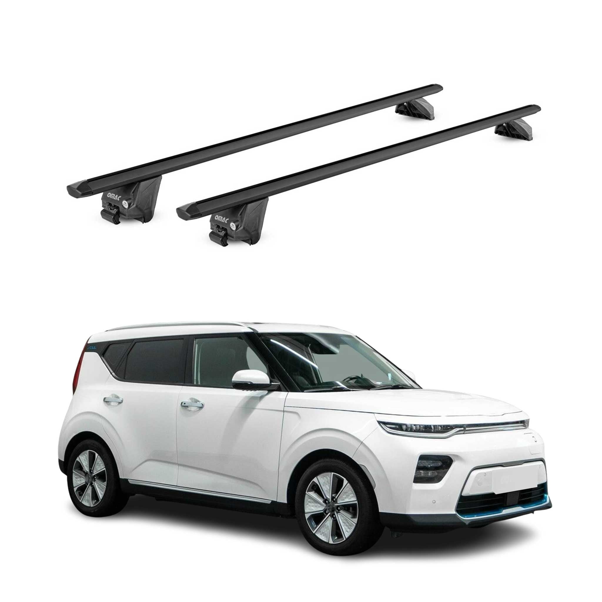 OMAC Roof Rack Cross Bars Fits Kia Soul EV 2020-2023 Black Luggage ...