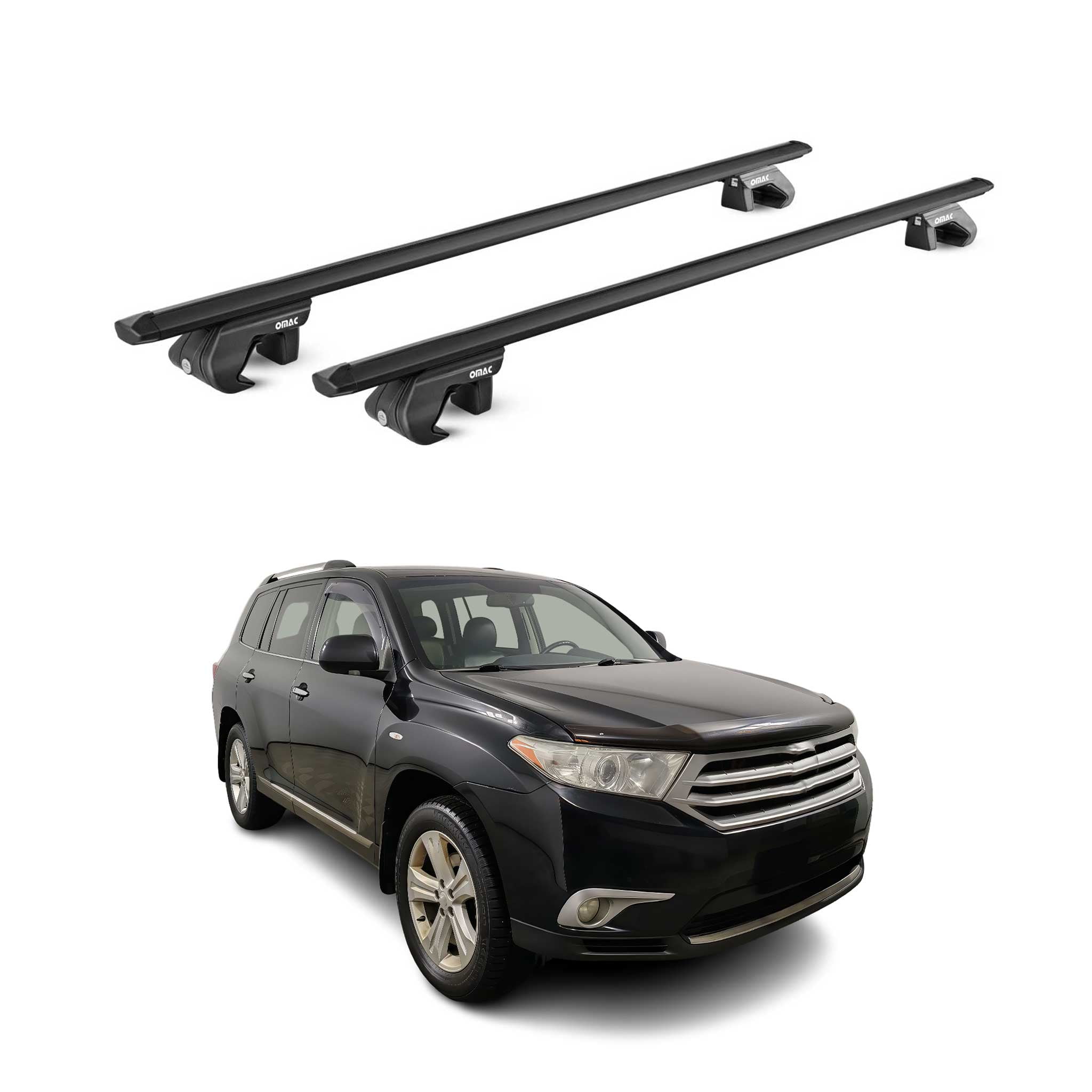 OMAC Roof Rack Cross Bars Fits Toyota Highlander 2008-2013 Black ...