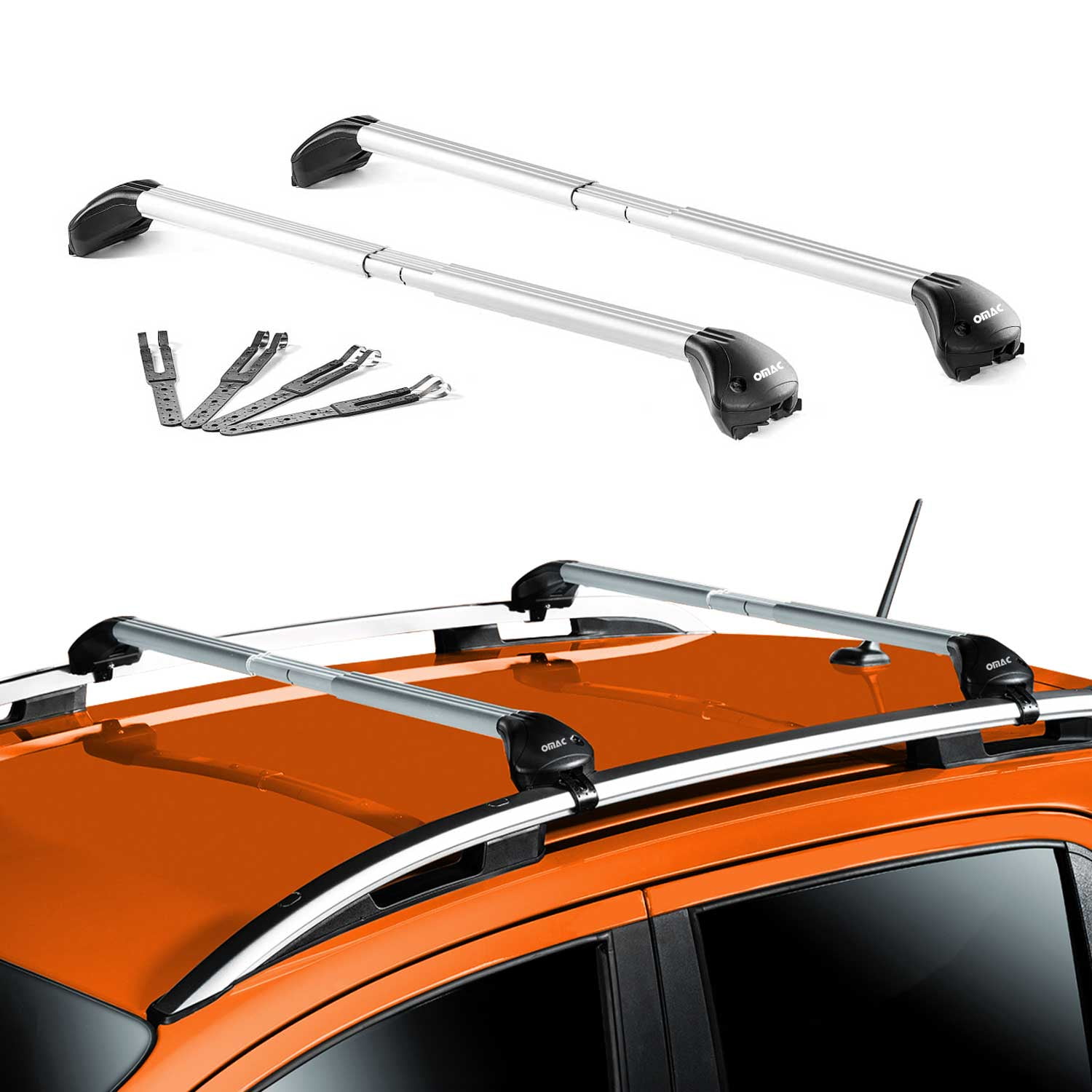 OMAC Roof Rack Cross Bars for Lincoln MKX 2010-2015 Silver Luggage ...