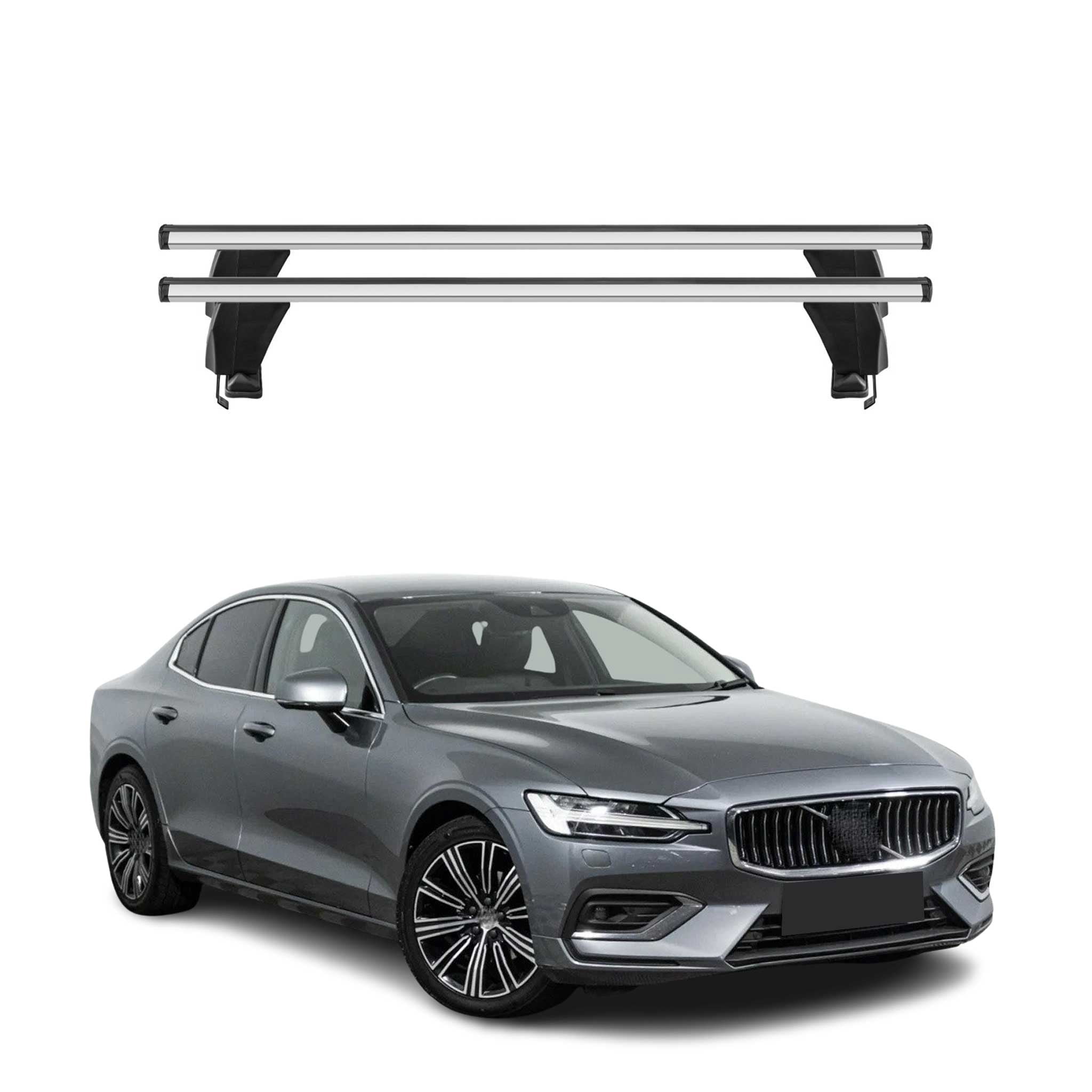 Fits 2019-2024 Volvo S60 Top Roof Racks Cross Bars 2Pcs Gray Aluminium ...