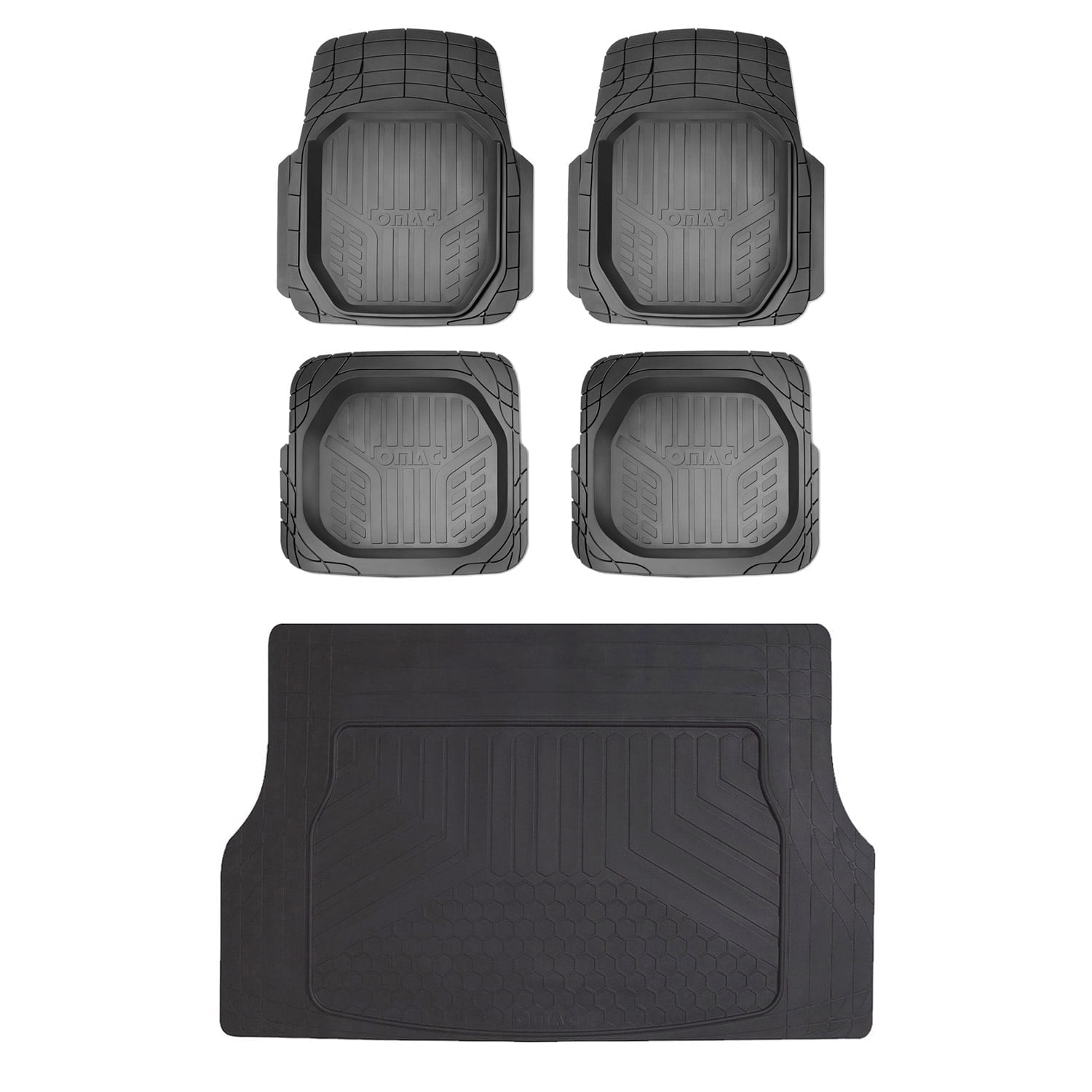 OMAC Trimmable Floor Mats & Cargo Liner Waterproof for Kia Rubber Black ...