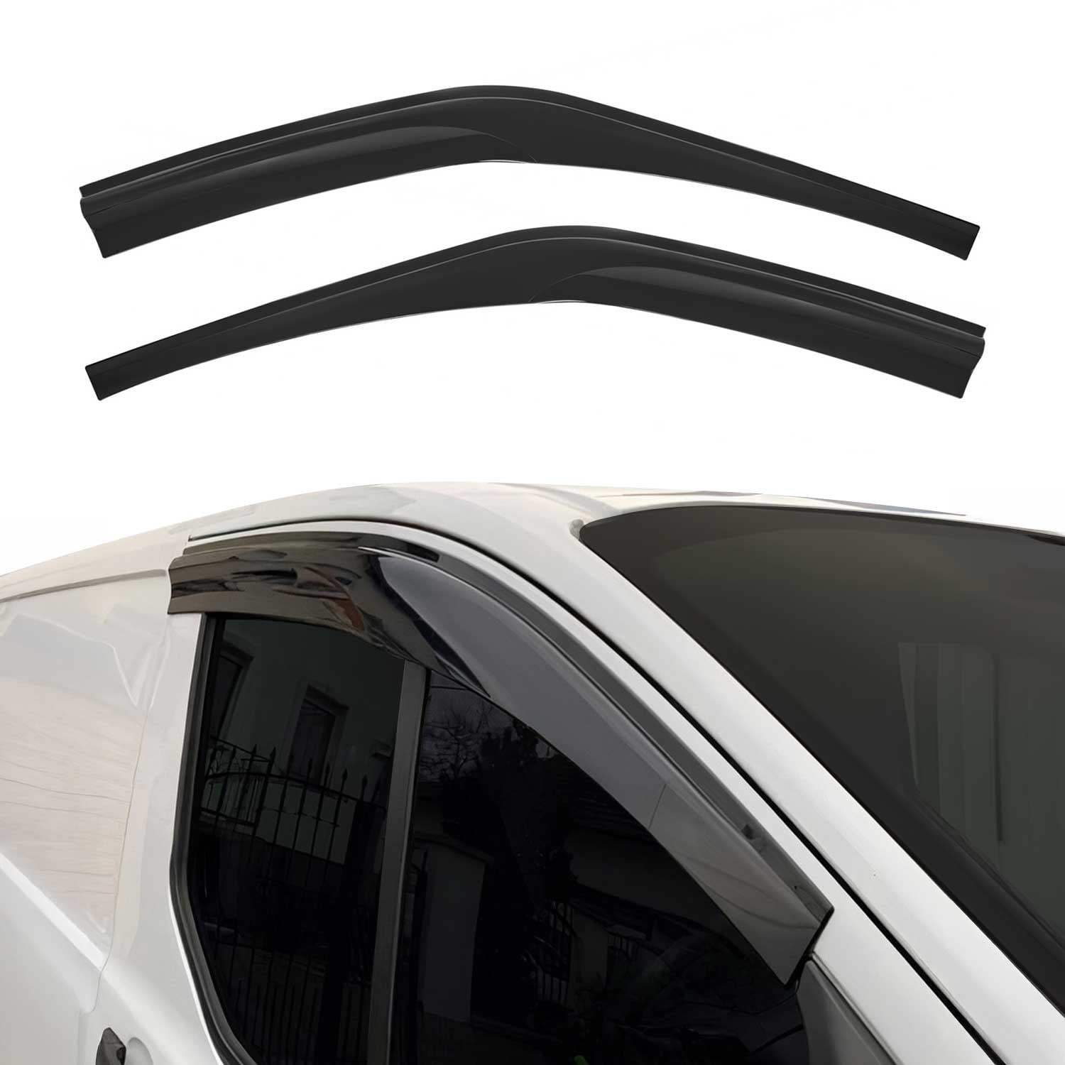 OMAC Window Visor Vent Rain Guard Deflector for Ford Transit 2015-2025 ...