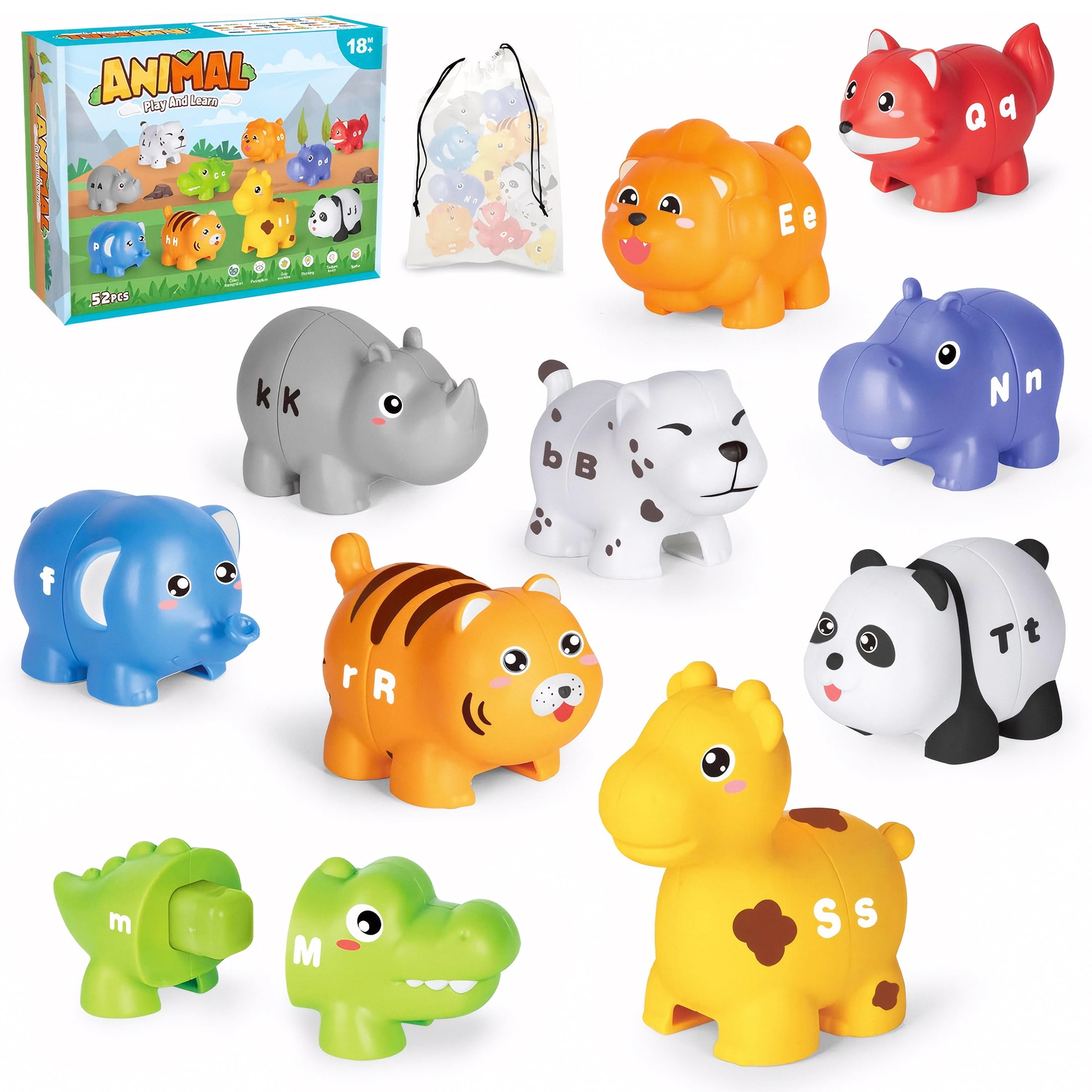 OMAKCOO Animal Alphabet Matching Game Toy, Montessori Letter Learning ...